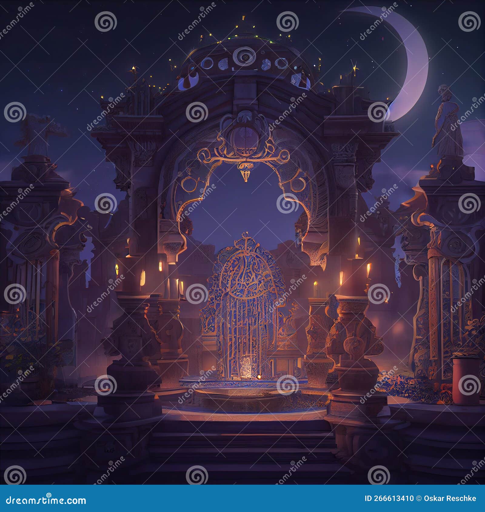 Moon Altar - Generative AI stock illustration. Illustration of ...