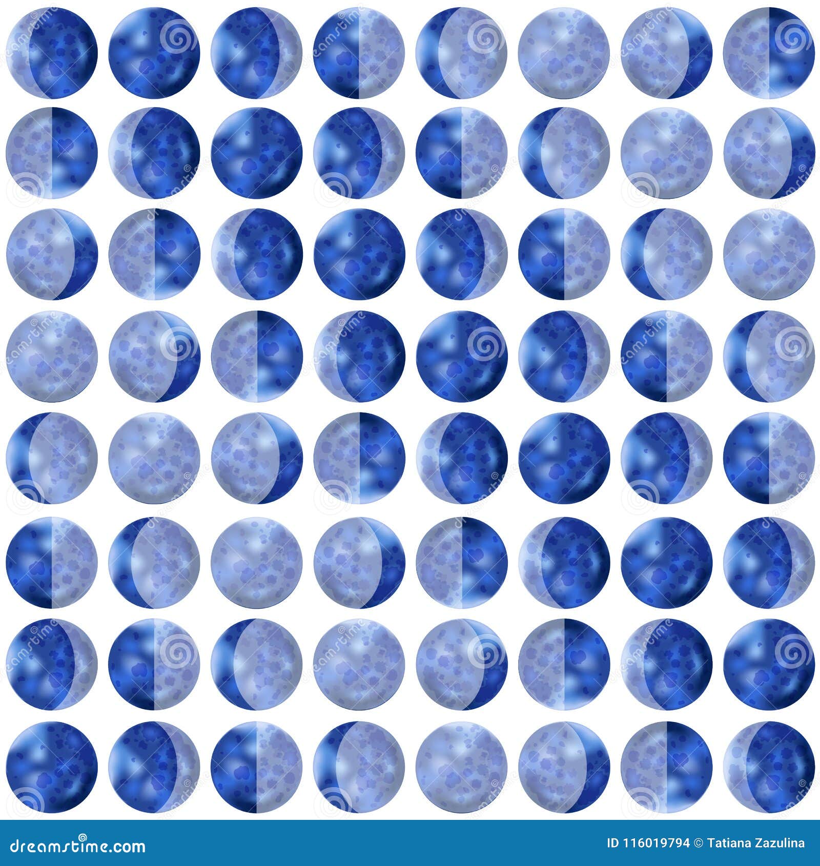 Moon Background Seamless Pattern with Different Moon Phases New Moon ...