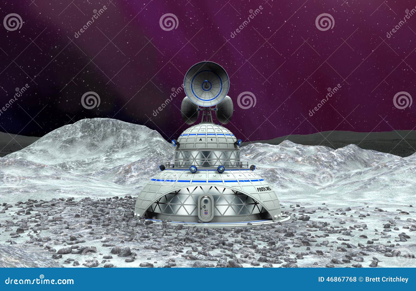 Moon base stock illustration. Illustration of moonbase - 46867768