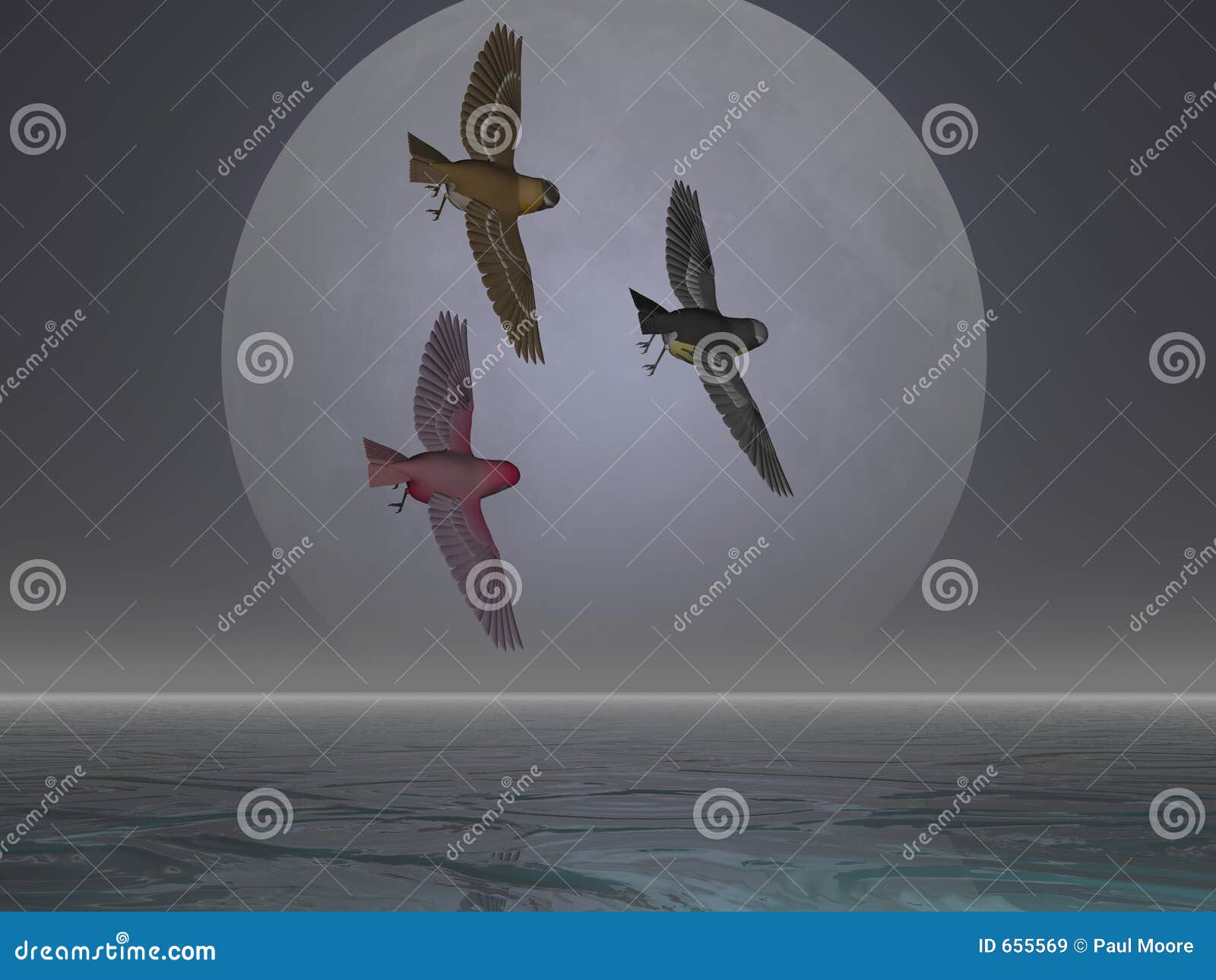Moon Birds stock illustration. Illustration of drink, creature - 655569