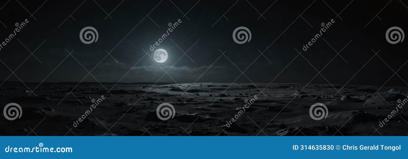 Moon on Black Empty Space Universe Void Panoramic Wide Angle Ai ...