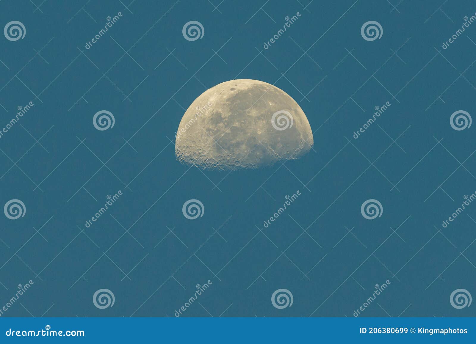 Moon on Blue Sky in the Morning Light with Half Moon Setting and ...
