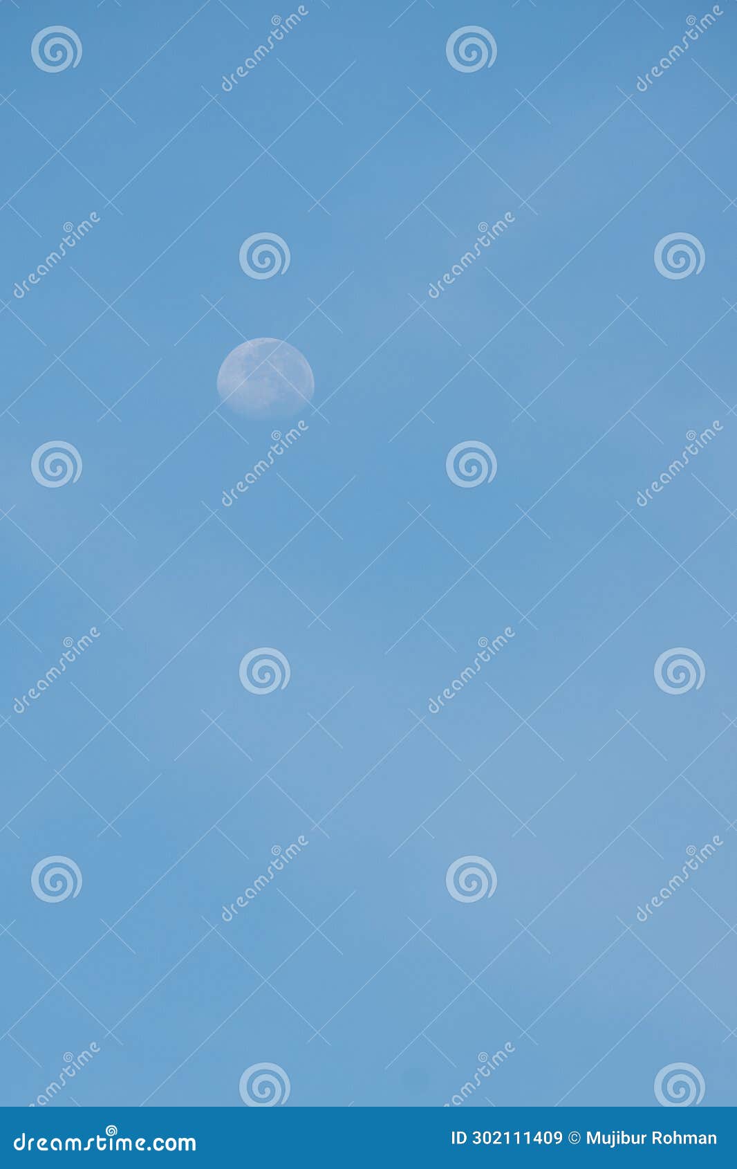 Moon in the Bright Blue Sky with Negative Space Stock Image - Image of ...