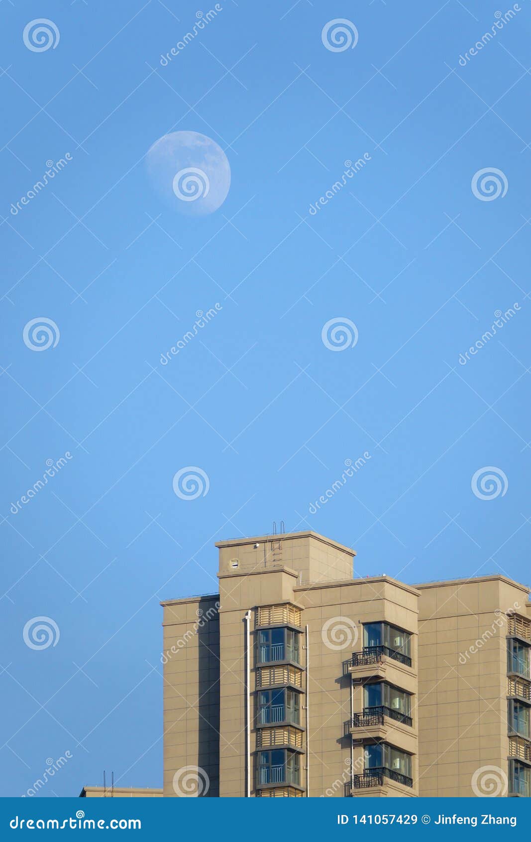 Moon and building stock image. Image of building, blue - 141057429