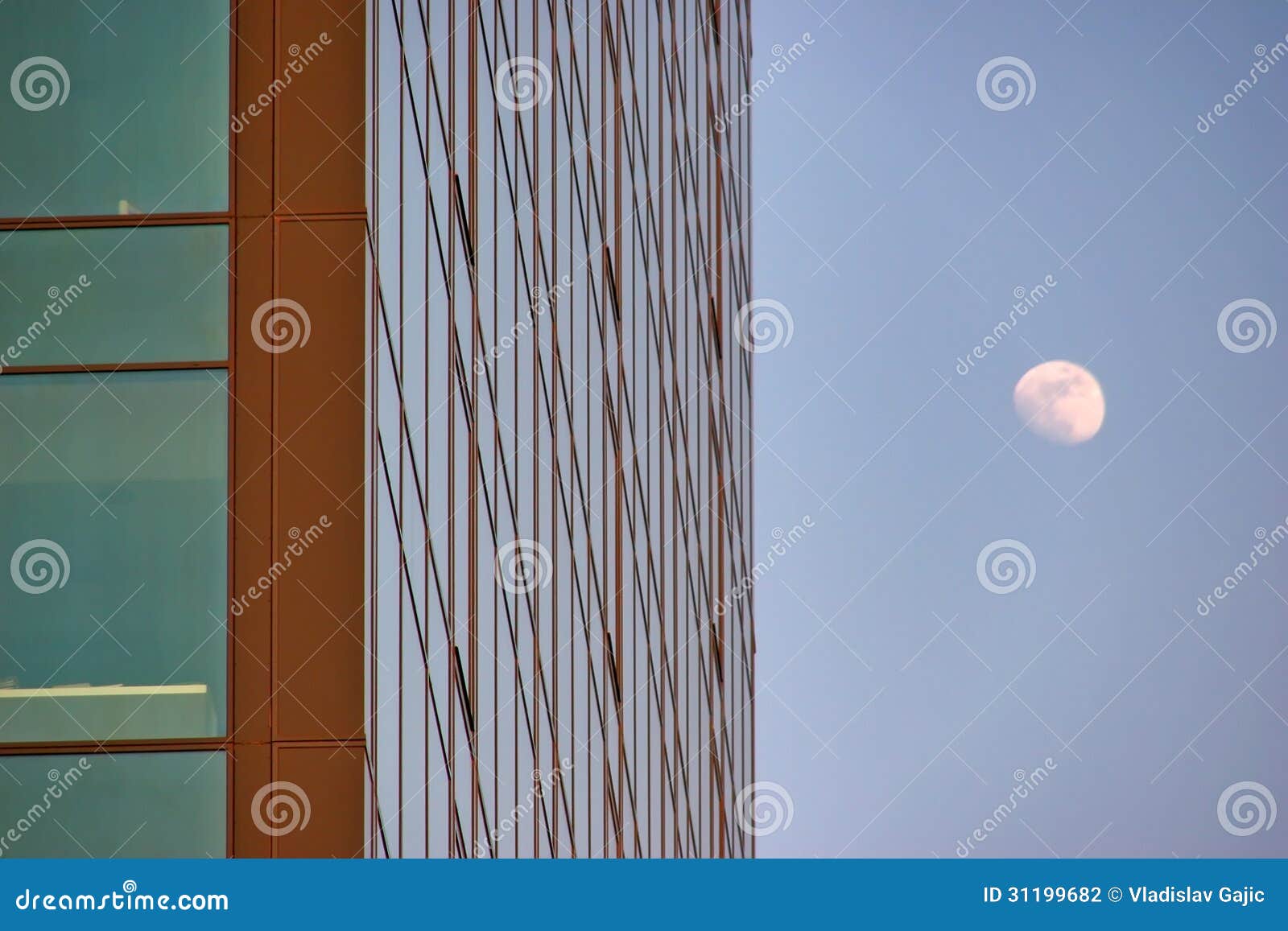 Moon and building stock photo. Image of window, full - 31199682