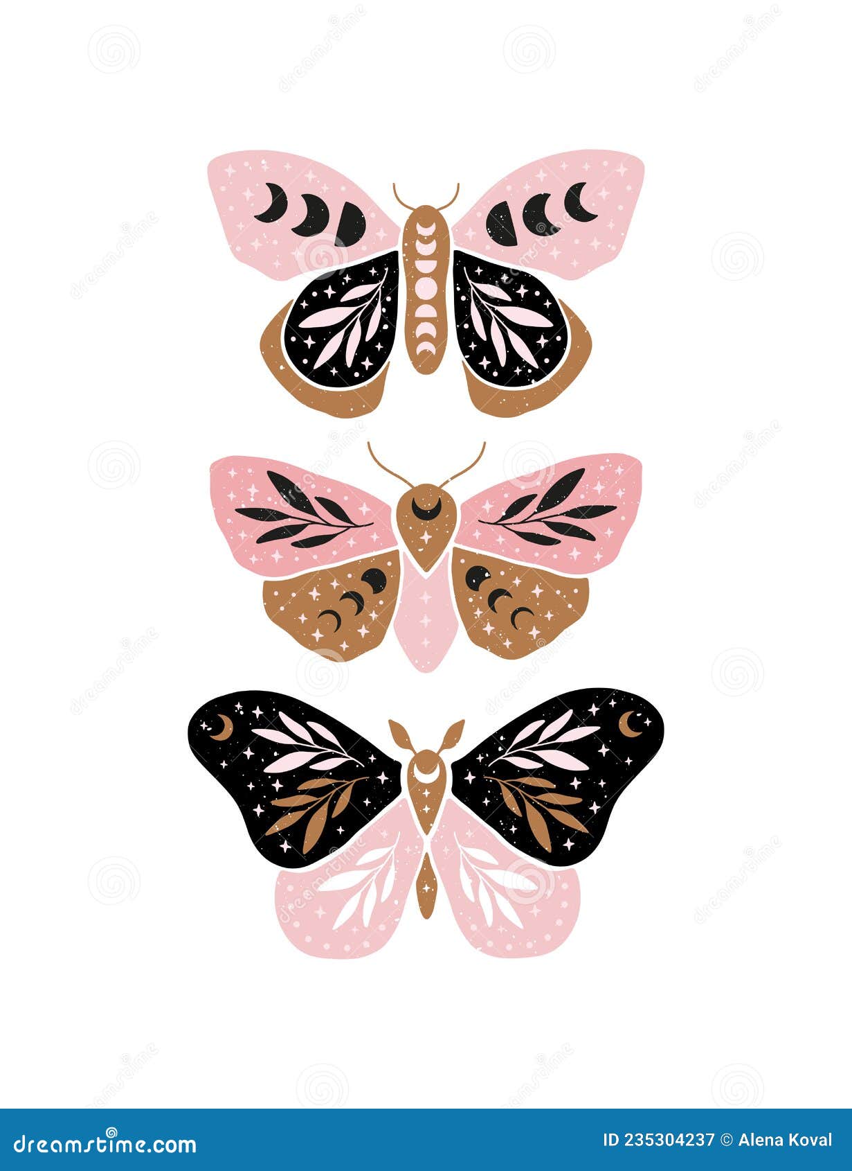 Moon Butterfly Vector Illustration. Stock Vector - Illustration of ...