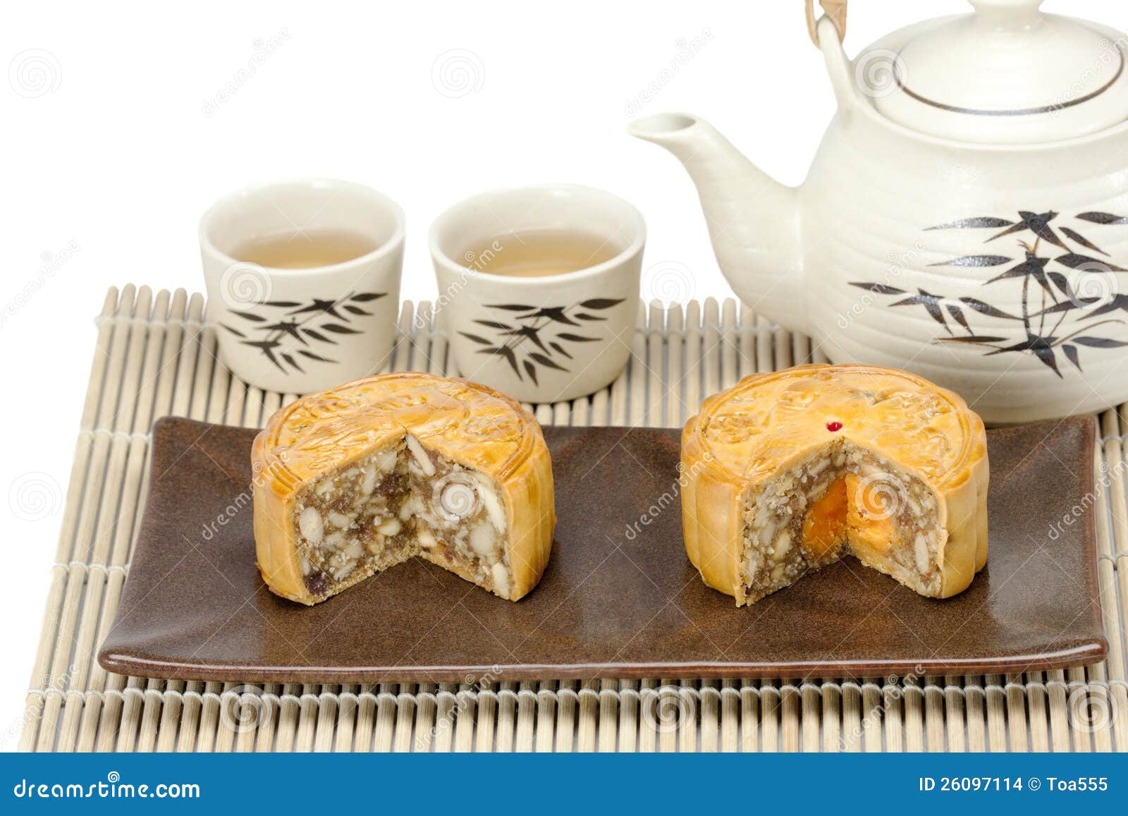 Moon Cake with Nuts and Yolk Inside Stock Photo - Image of healthy ...
