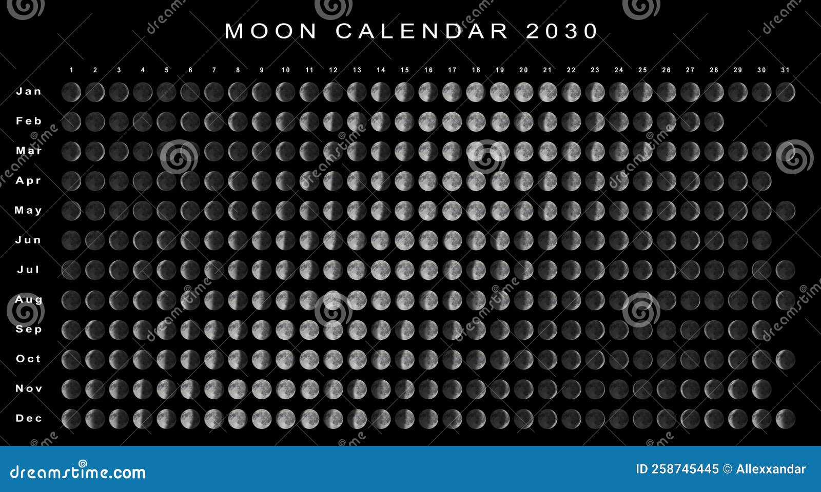 Calendar 2030 Year Vector Illustration, Set Of 12 Calendar, Week Starts ...