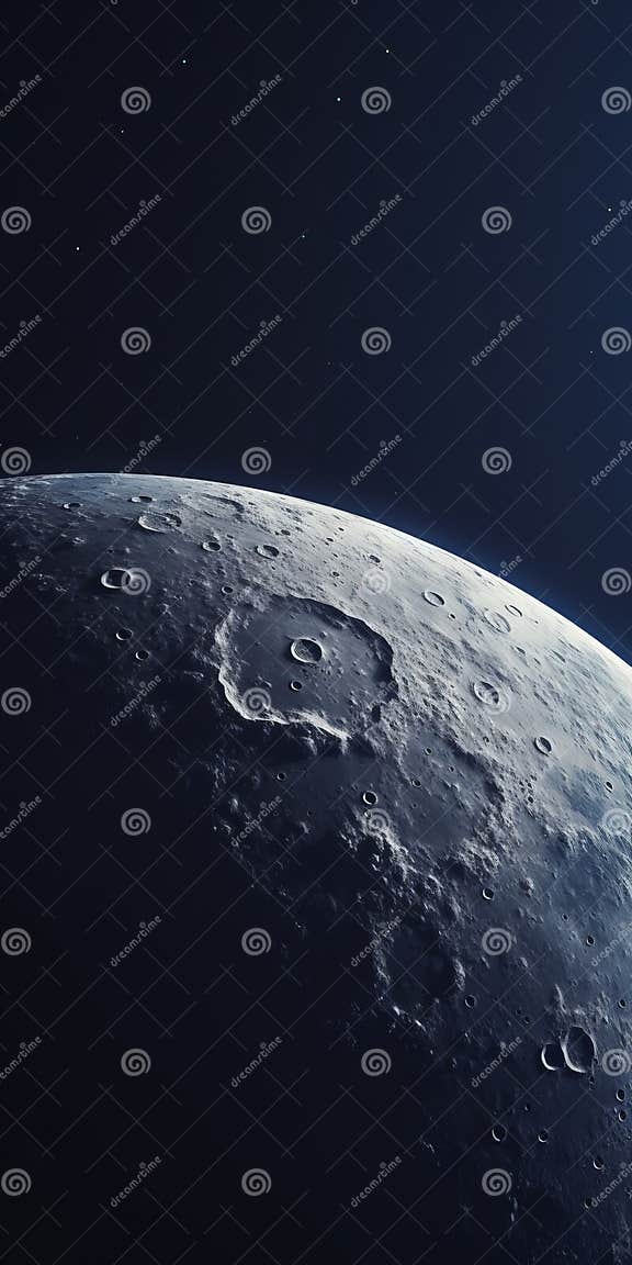 Hyper-detailed Vray Tracing: Realistic Moon Surface Rendering Stock ...