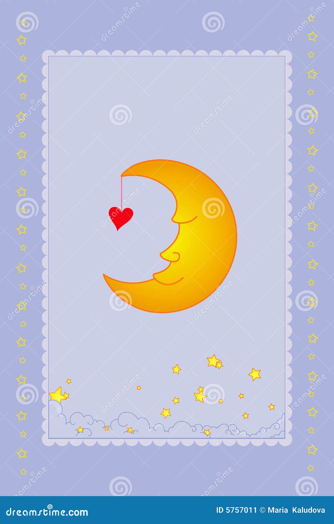 Moon card stock vector. Illustration of peaceful, isolated - 5757011
