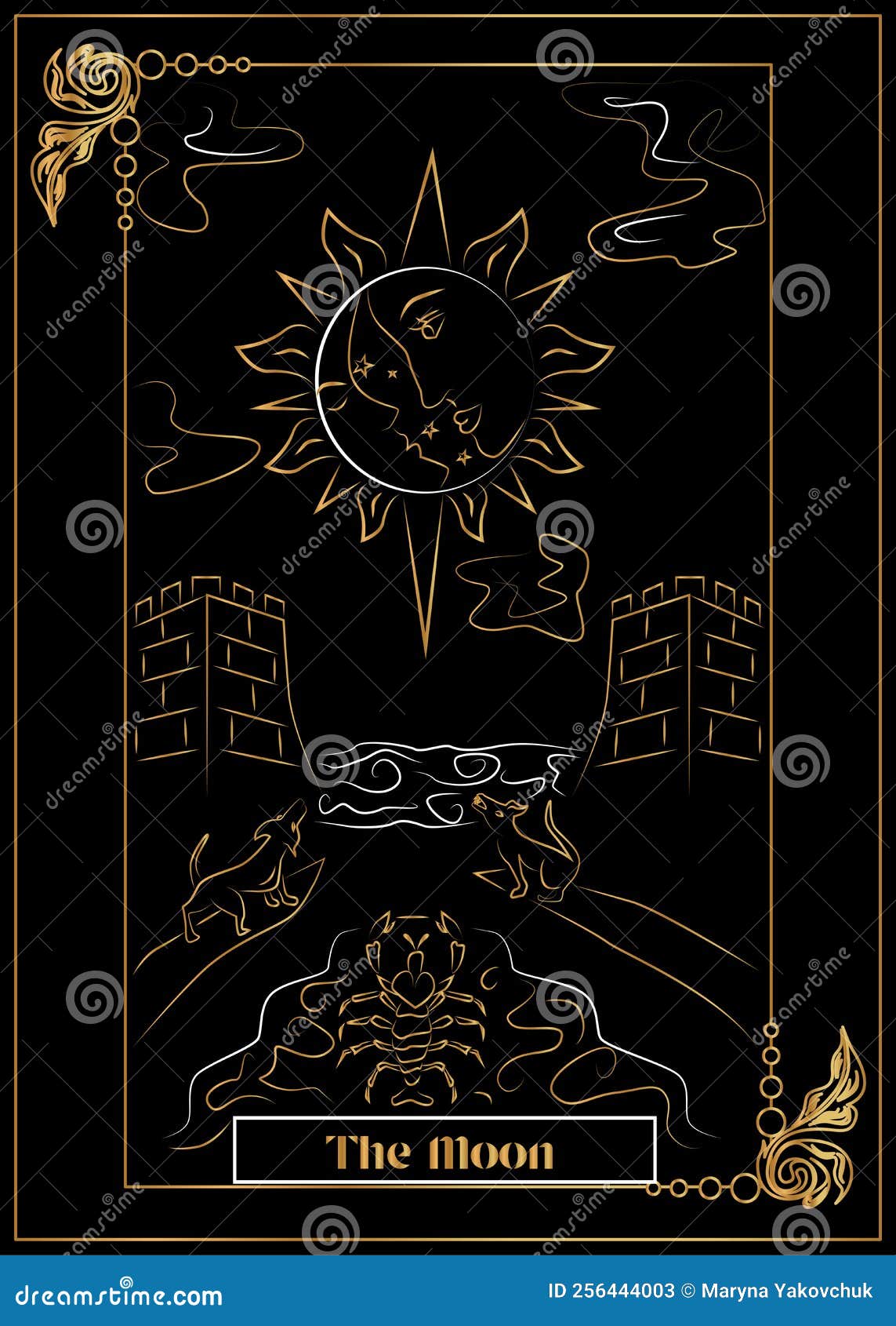 The Moon Card stock vector. Illustration of magic, games - 256444003