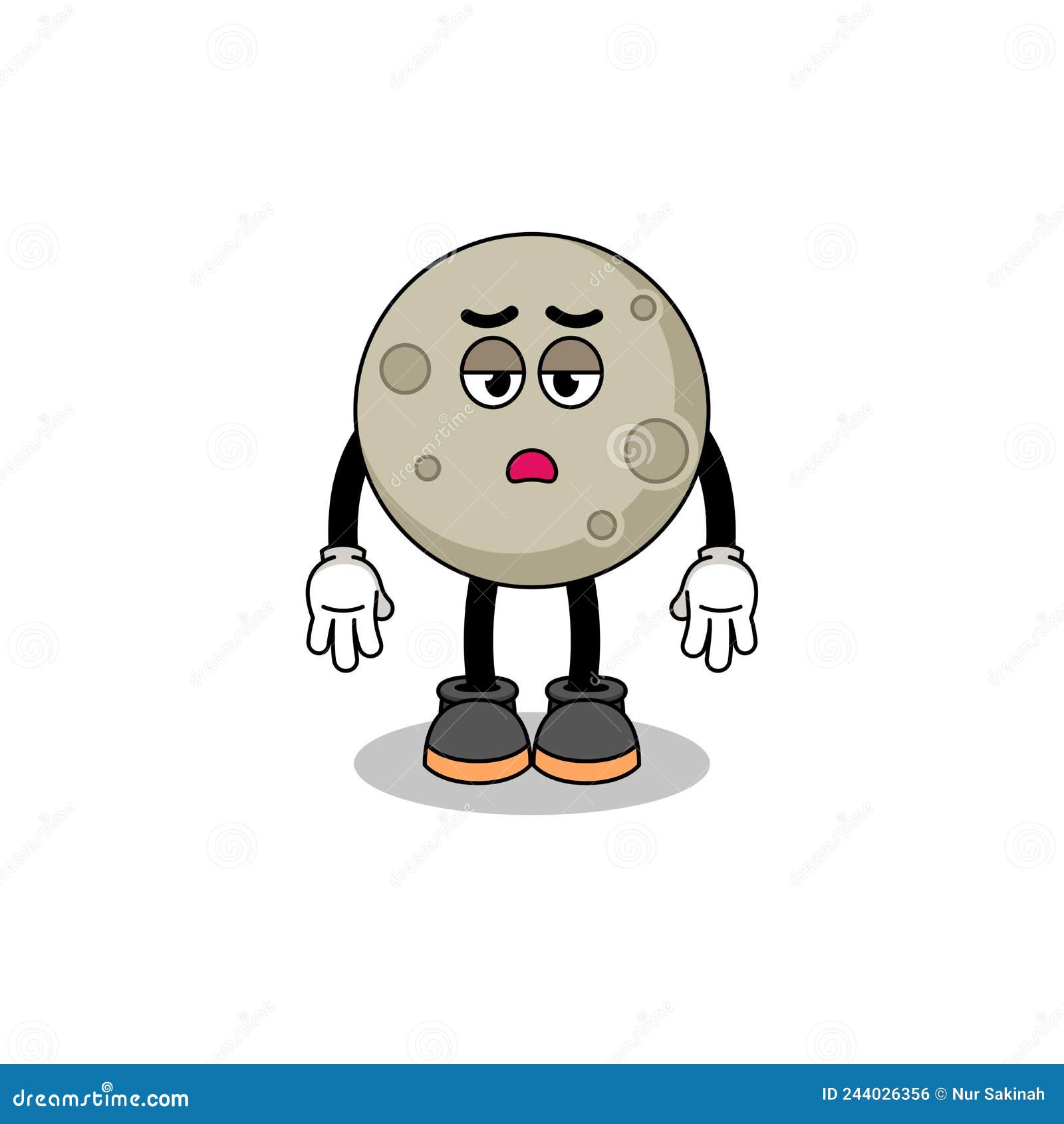 Moon Cartoon with Fatigue Gesture Stock Vector - Illustration of ...