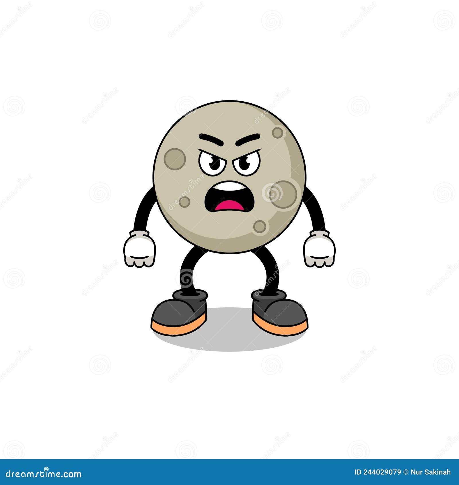 Moon Cartoon Illustration with Angry Expression Stock Illustration ...