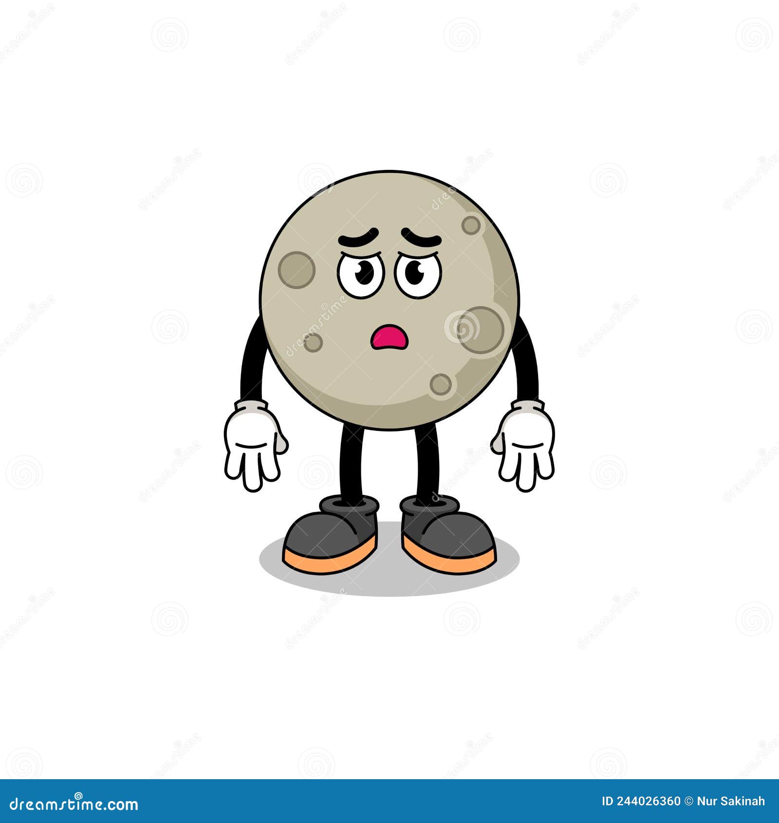 Moon Cartoon Illustration with Sad Face Stock Vector - Illustration of ...