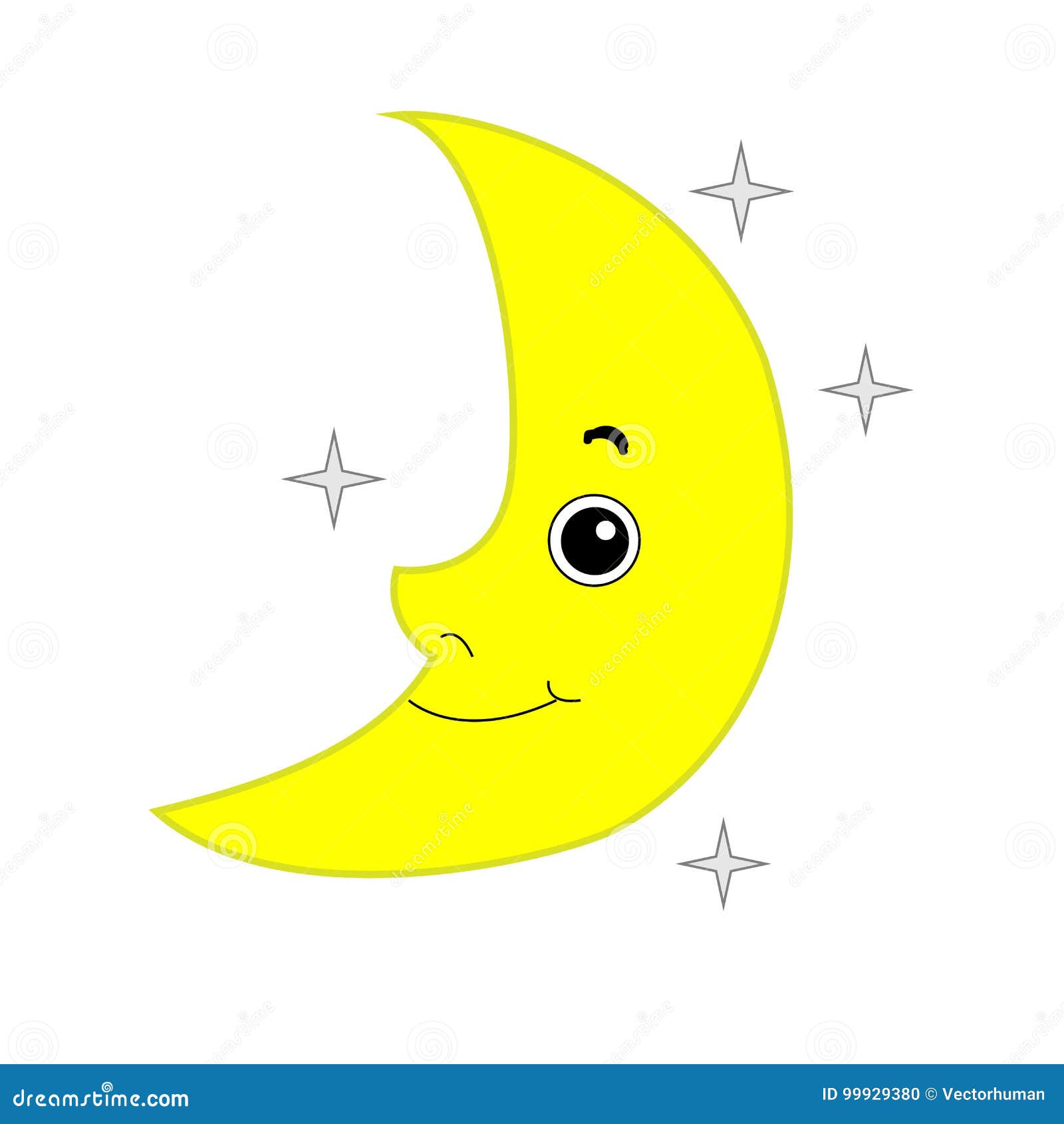Moon cartoon stock vector. Illustration of isolated, yellow - 99929380