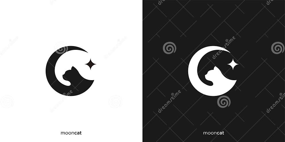Creative Moon Cat Logo. Crescent and Initials C for Cat Stock Vector ...