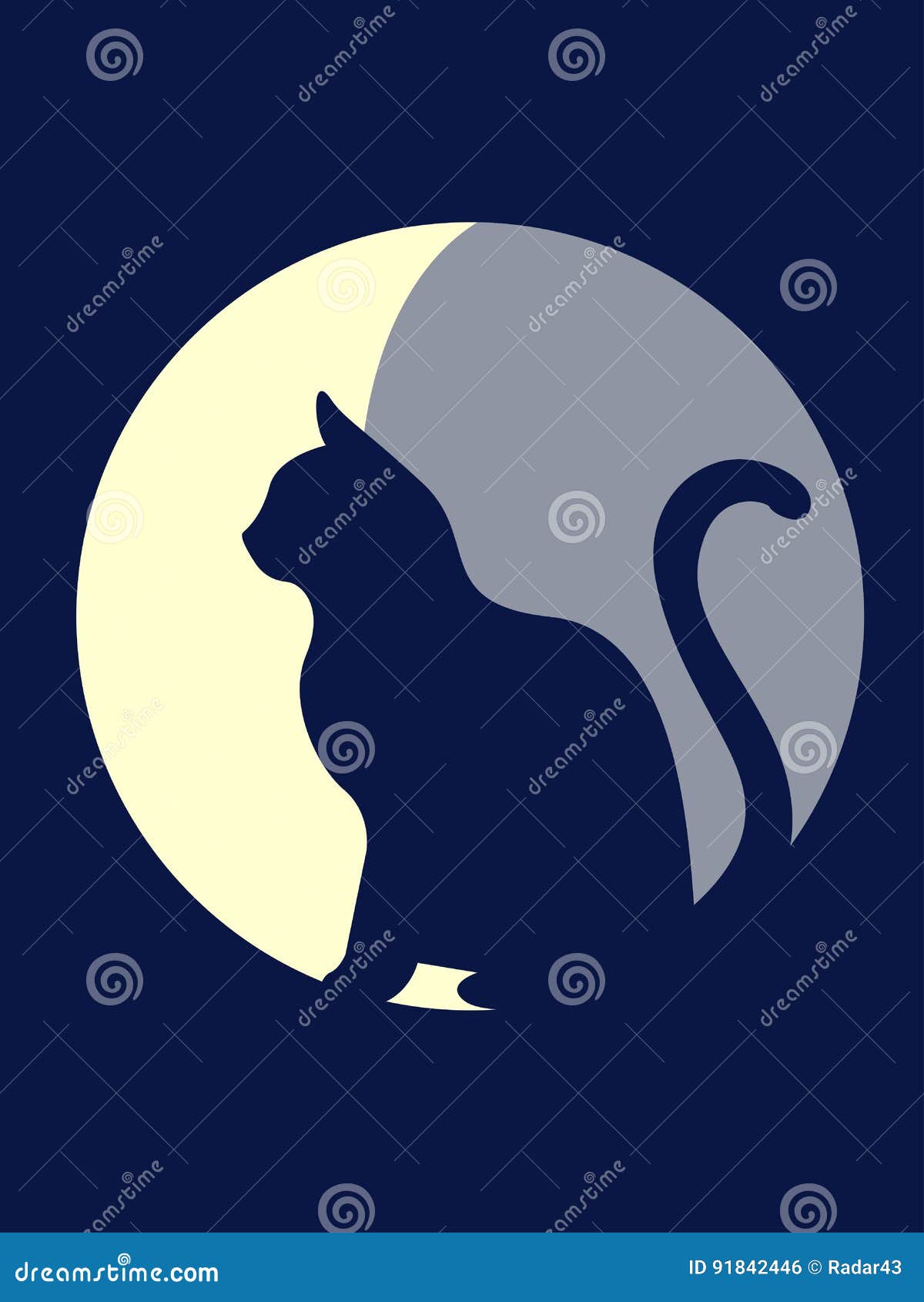 Moon cat vector stock vector. Illustration of outline - 91842446