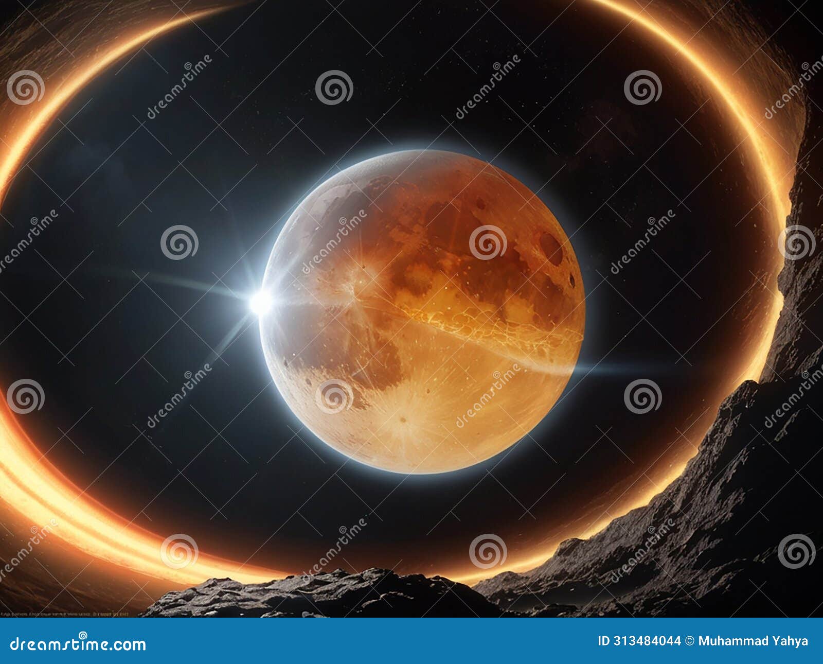 The Moon, Centered, Casts A Dark Umbra On Earth, Depicting The Path Of Totality Royalty-Free ...