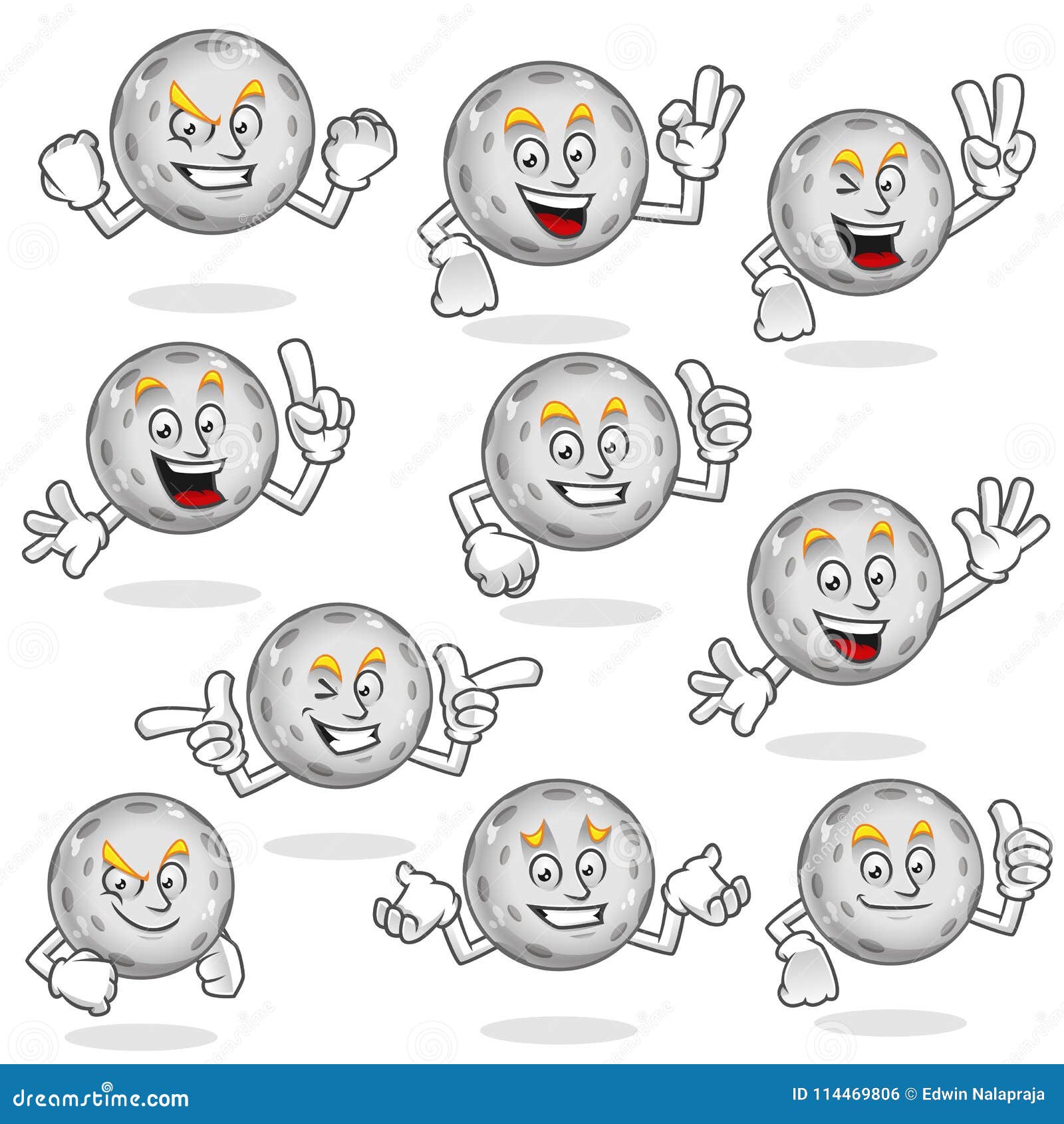 Moon Character Pack stock vector. Illustration of smile - 114469806