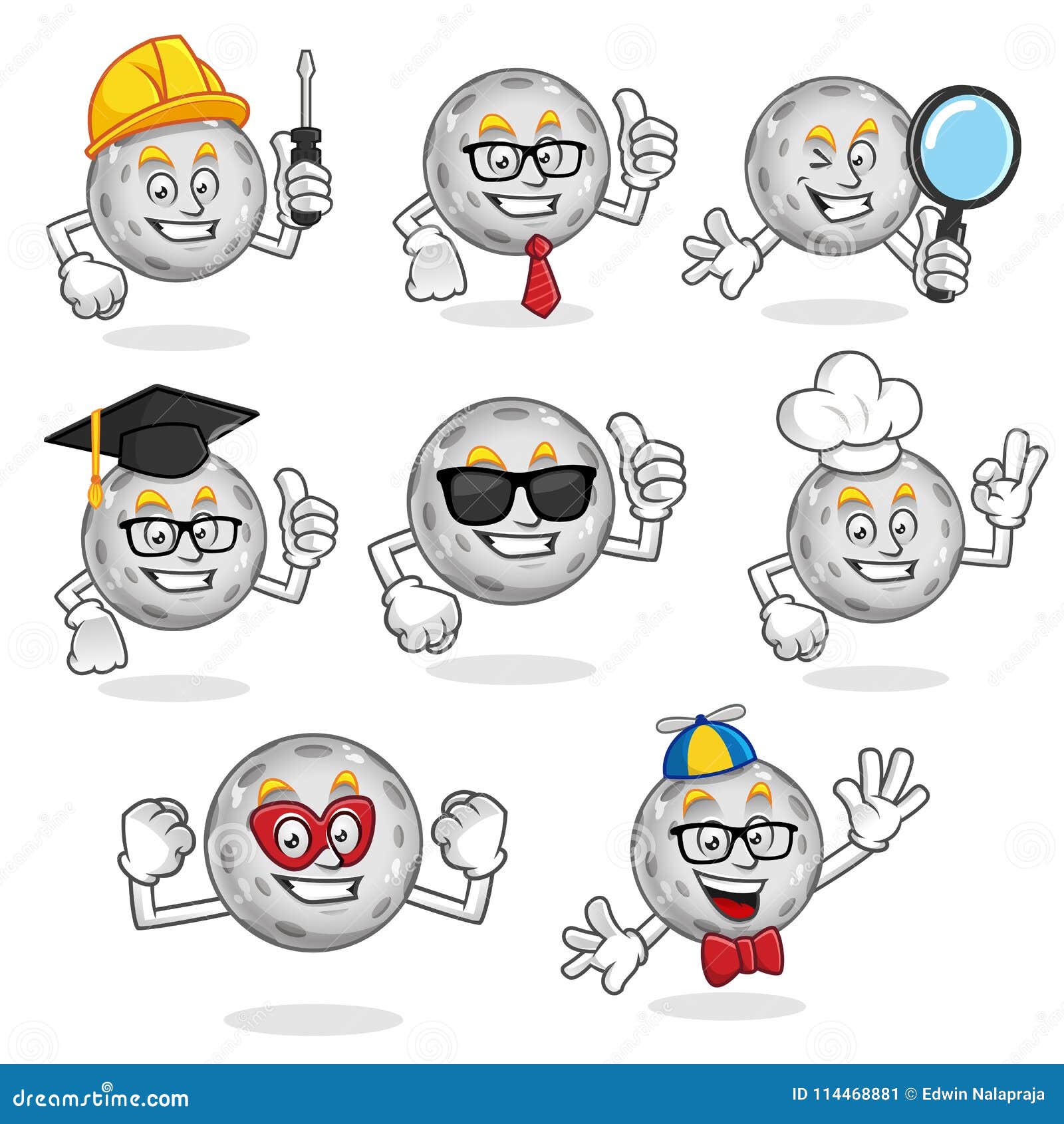 Moon Character Pack stock vector. Illustration of moon - 114468881