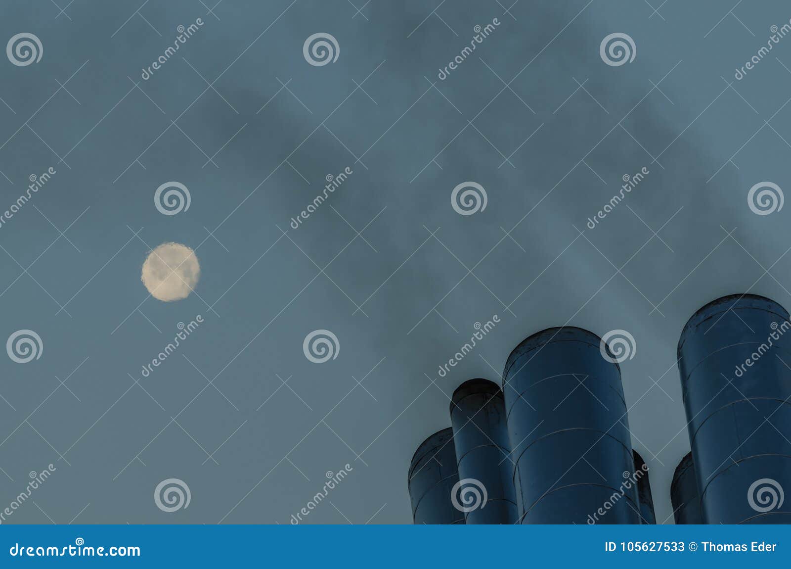 Moon and chimney of a ship stock image. Image of foreign - 105627533