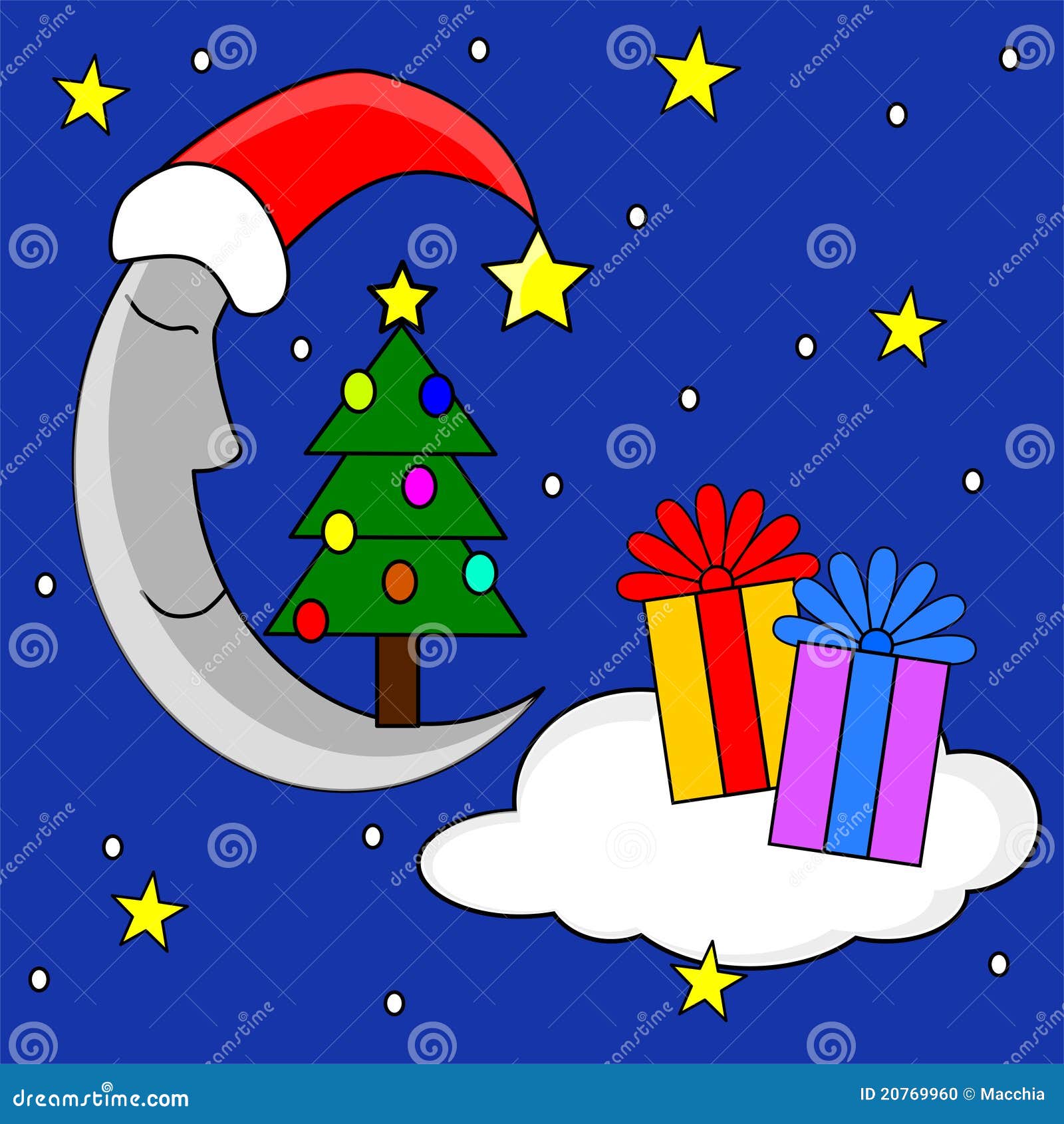 Moon christmas stock vector. Illustration of cartoon - 20769960