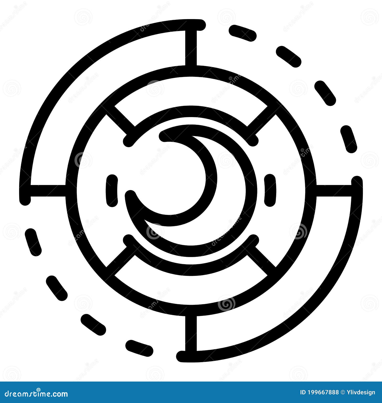 Moon in Circle in Circle Icon, Outline Style Stock Vector ...