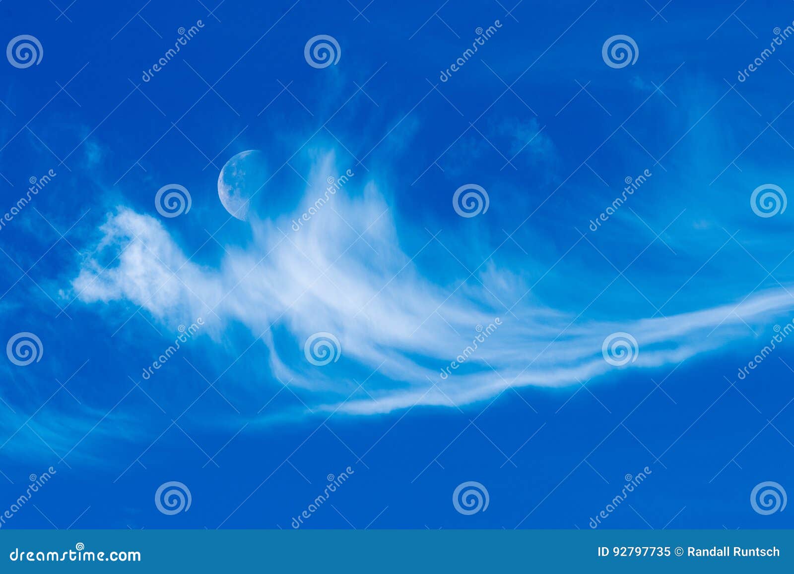 Moon in Cirrus Clouds stock image. Image of waning, gibbous - 92797735