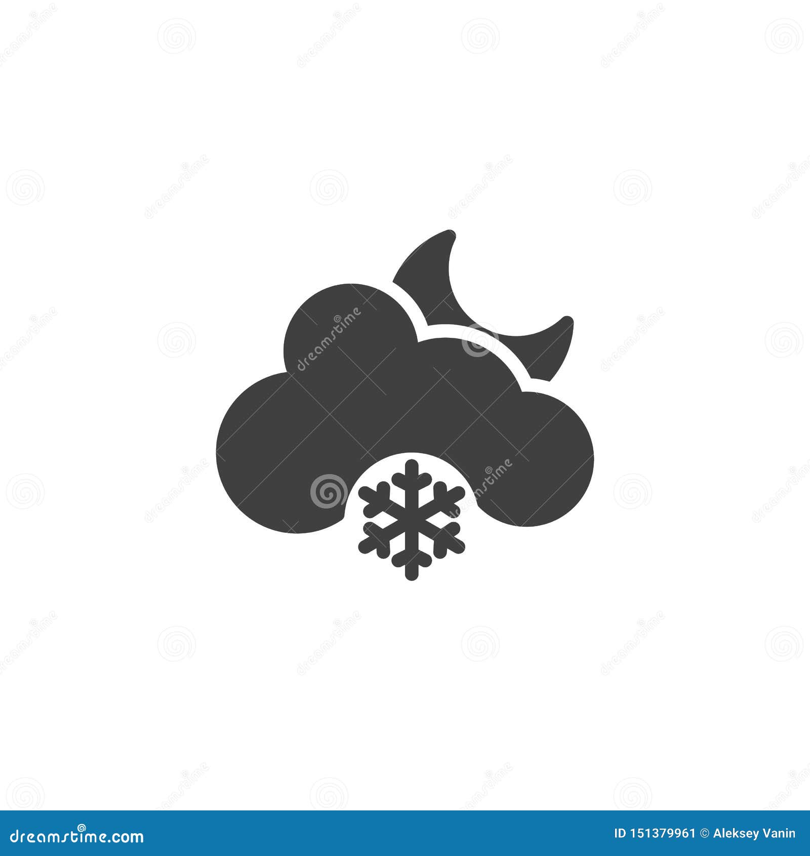 Moon with Cloud and Snowflake Vector Icon Stock Vector - Illustration ...