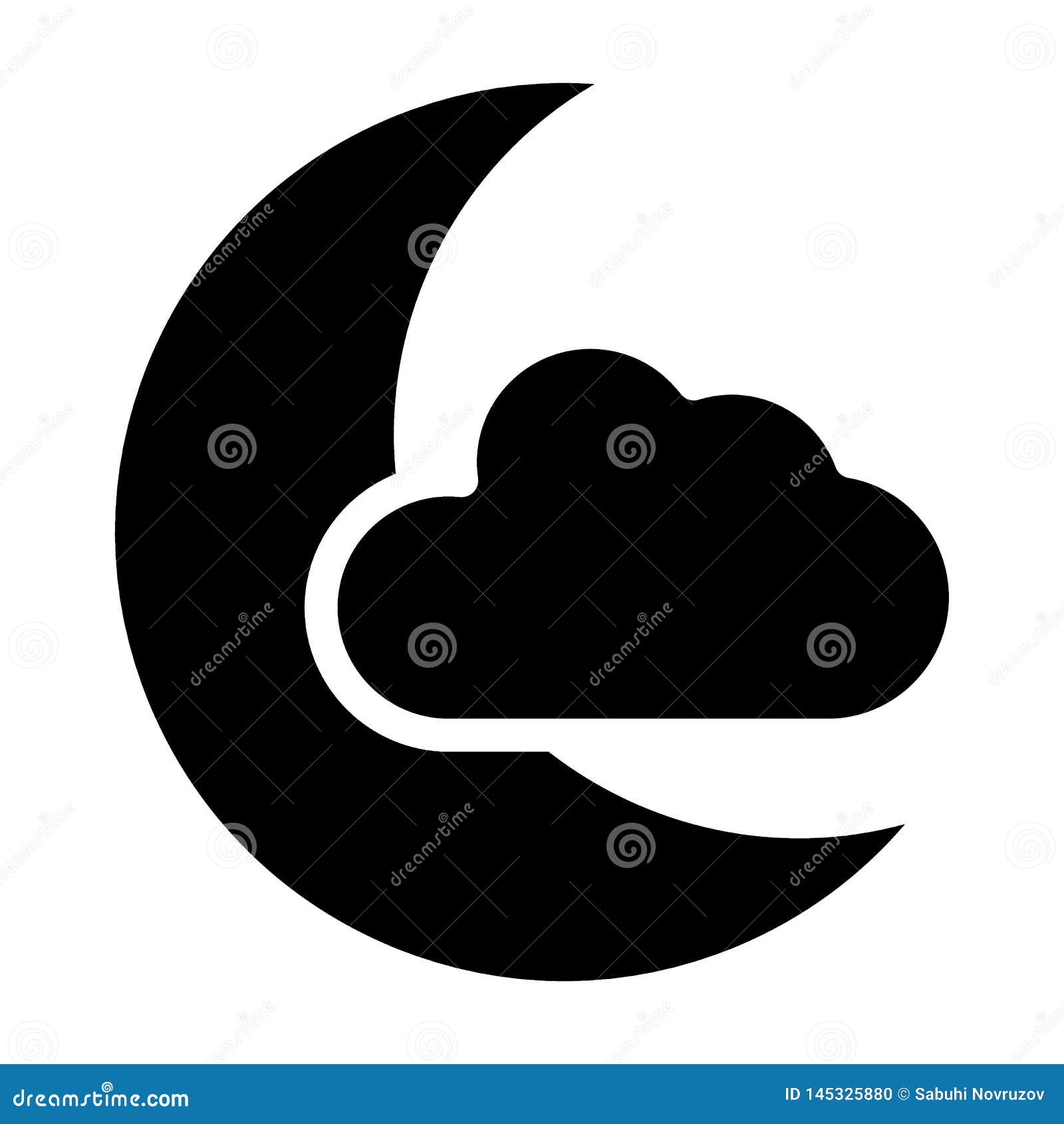 Moon and Cloud Solid Icon. Sleep Vector Illustration Isolated on White ...