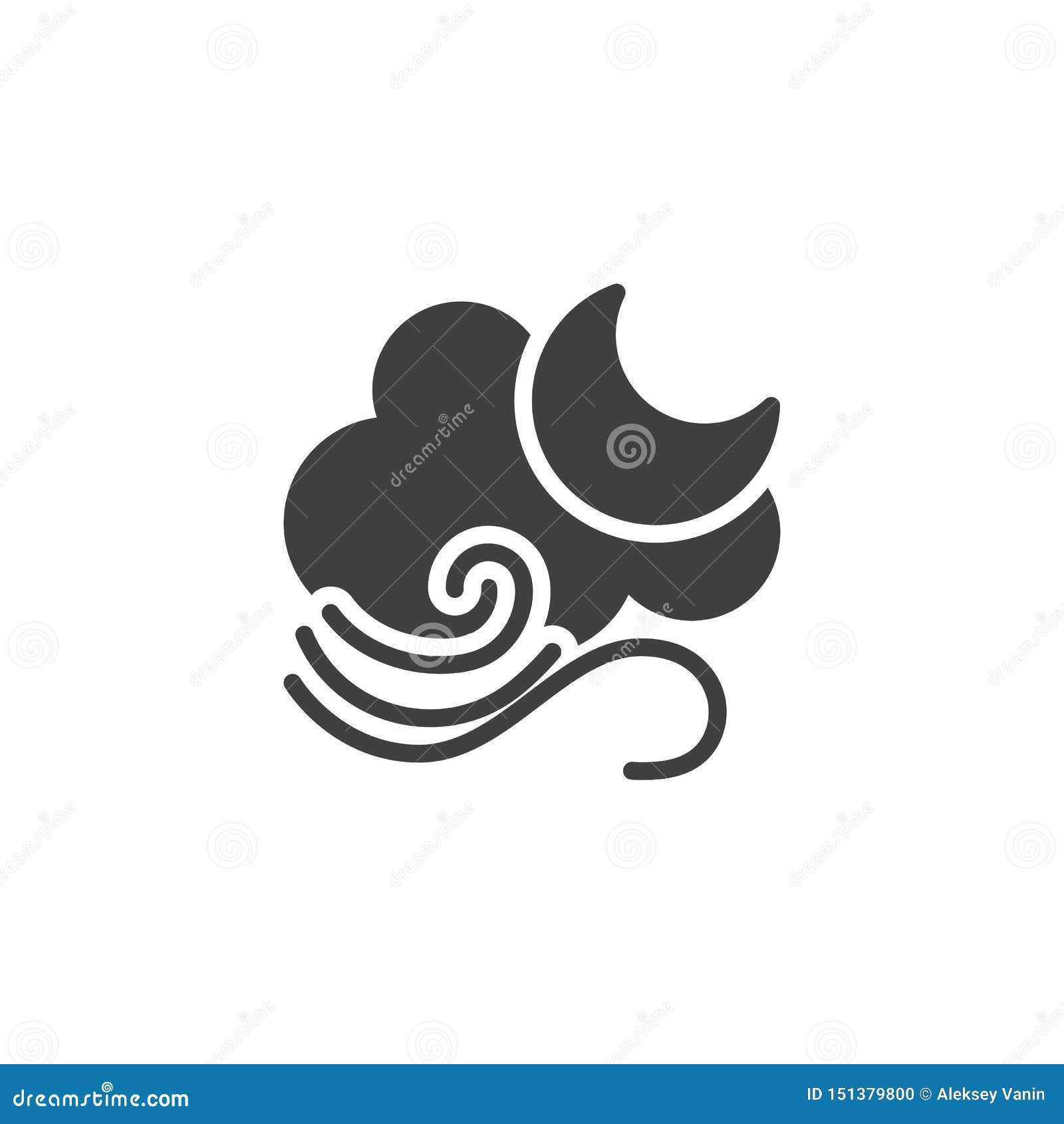 Moon with Cloud and Wind Vector Icon Stock Vector - Illustration of ...