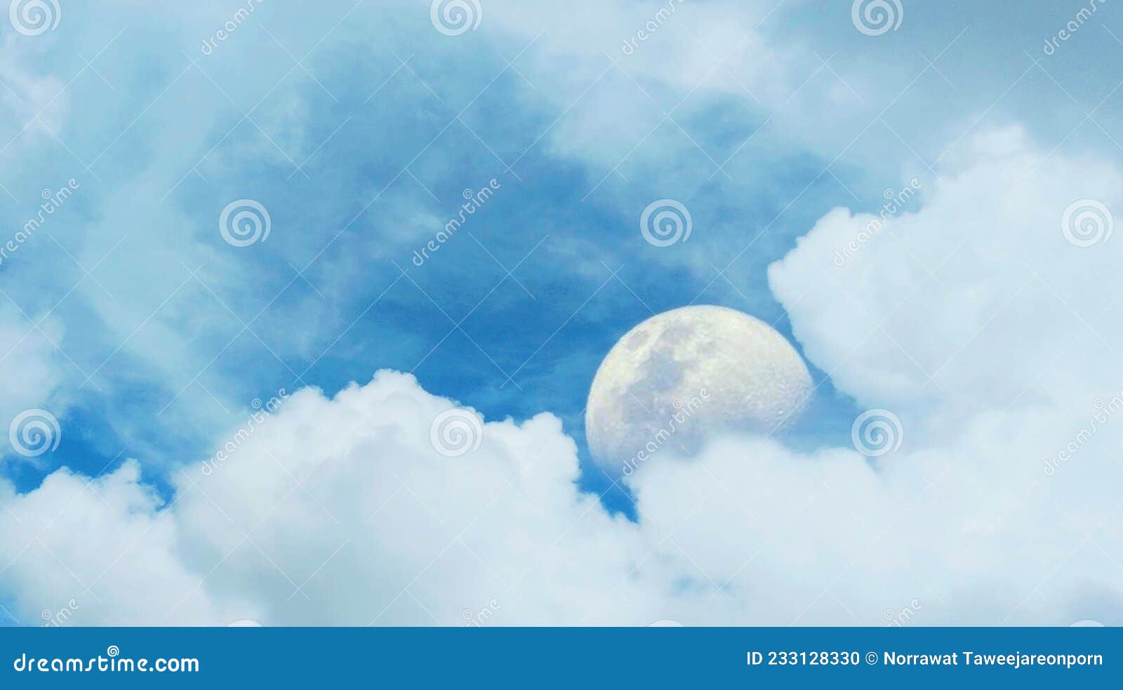 The Moon and Clouds in the Beautiful Sky Stock Photo - Image of moon ...