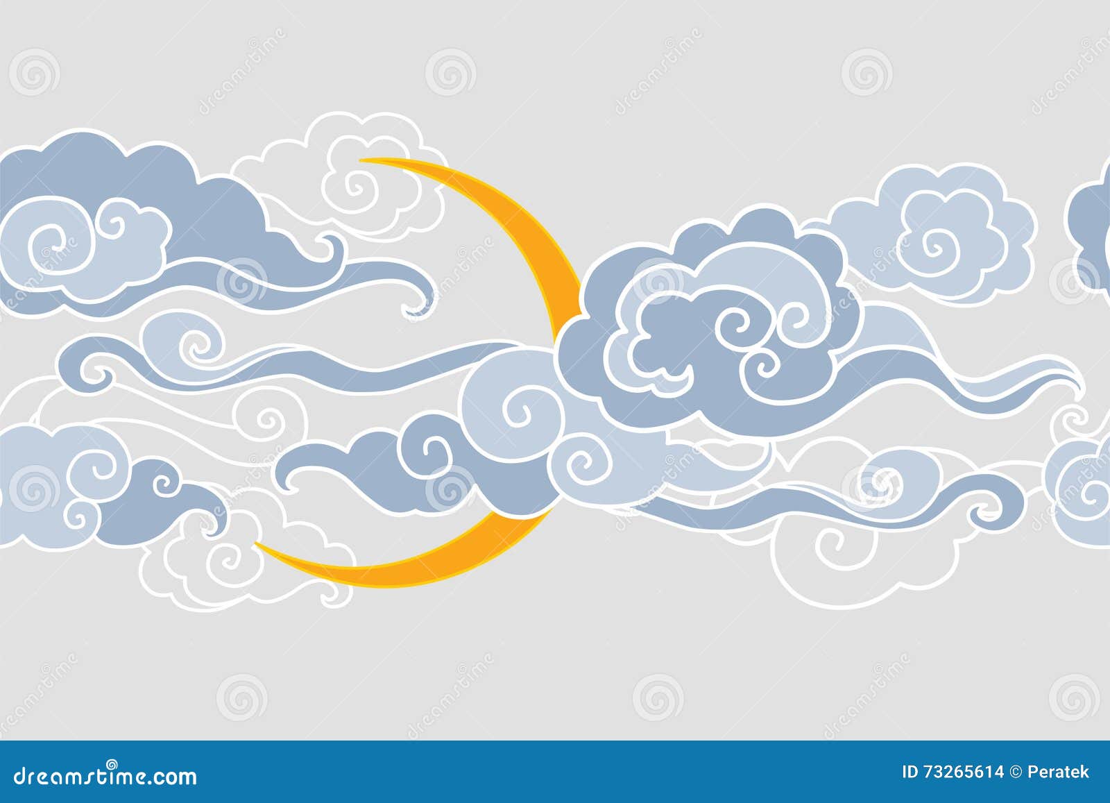 Moon and Clouds. Seamless Border Stock Vector - Illustration of ...