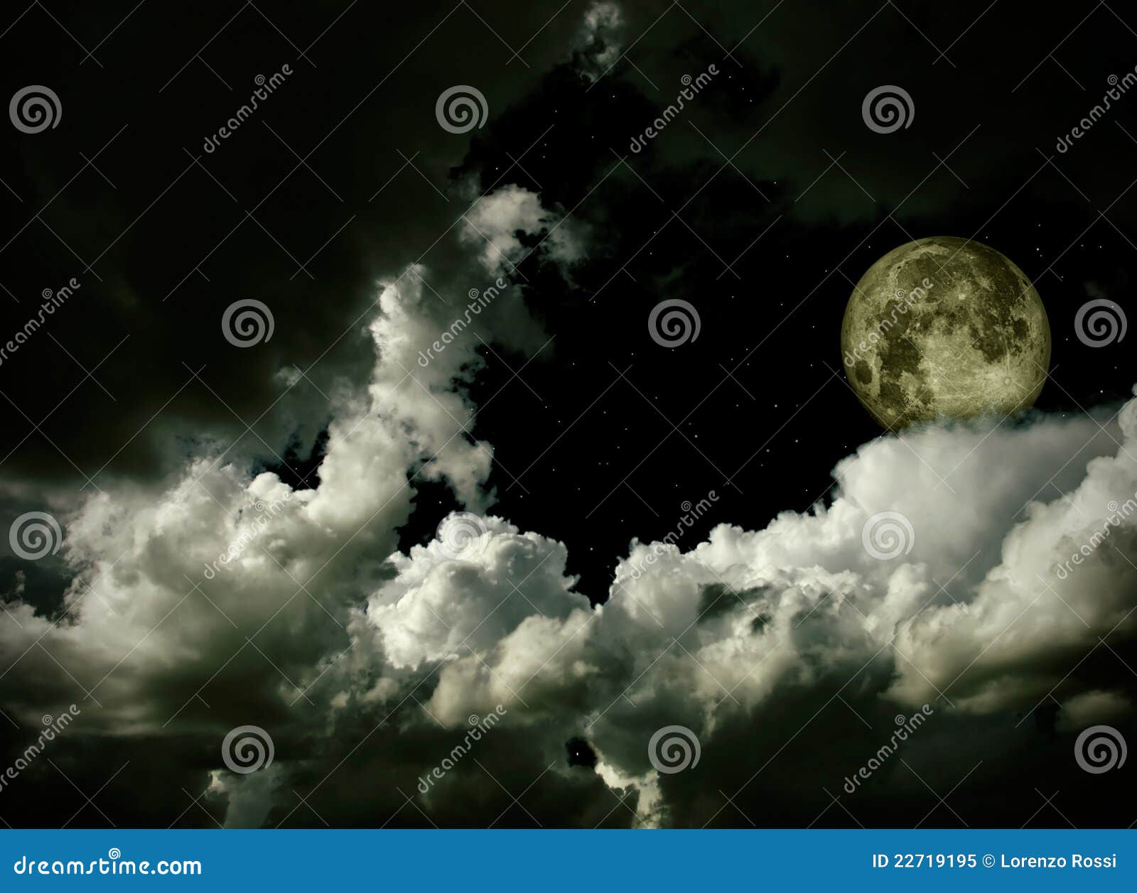 Moon with clouds and stars stock image. Image of mysterious - 22719195