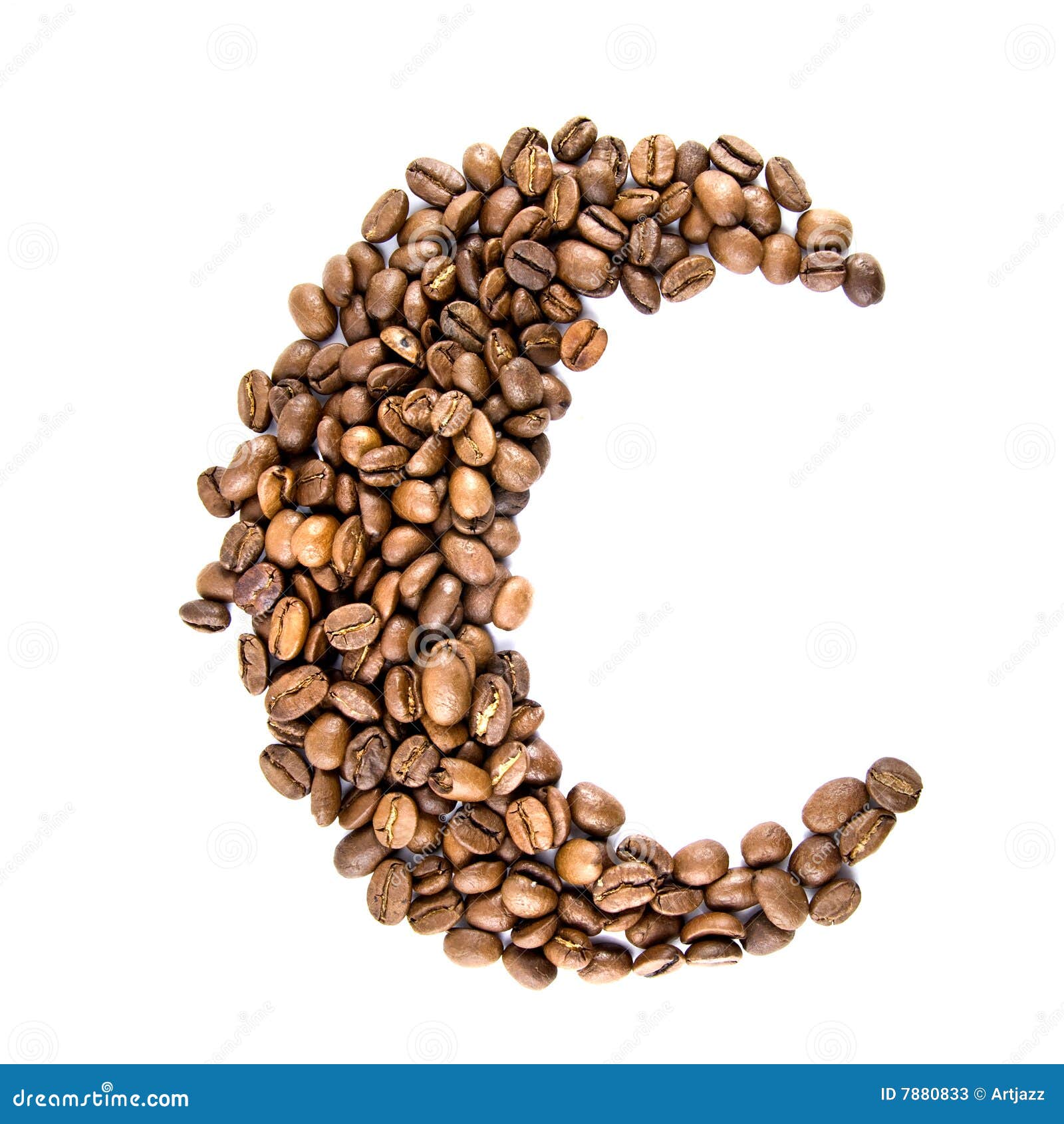 Moon from Coffee Beans Isolated on White Stock Image - Image of ...