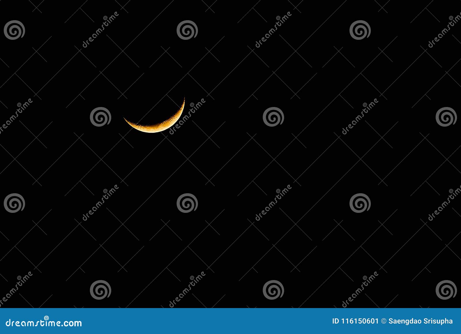 Crescent Moon in a Black Background Stock Image - Image of astronomy ...