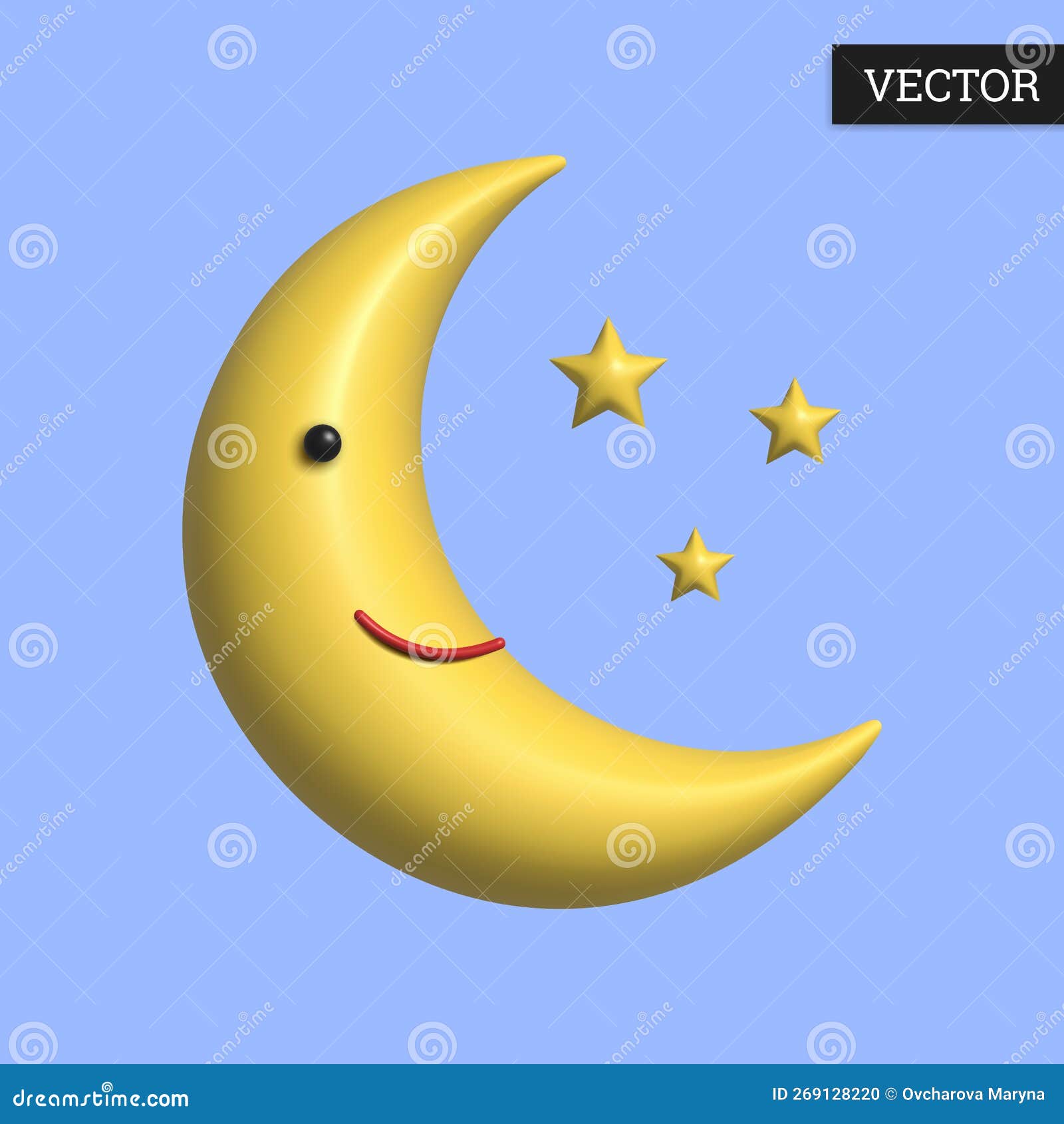 Moon 3d Icon Vector Illustration in Cartoon Style Stock Vector ...