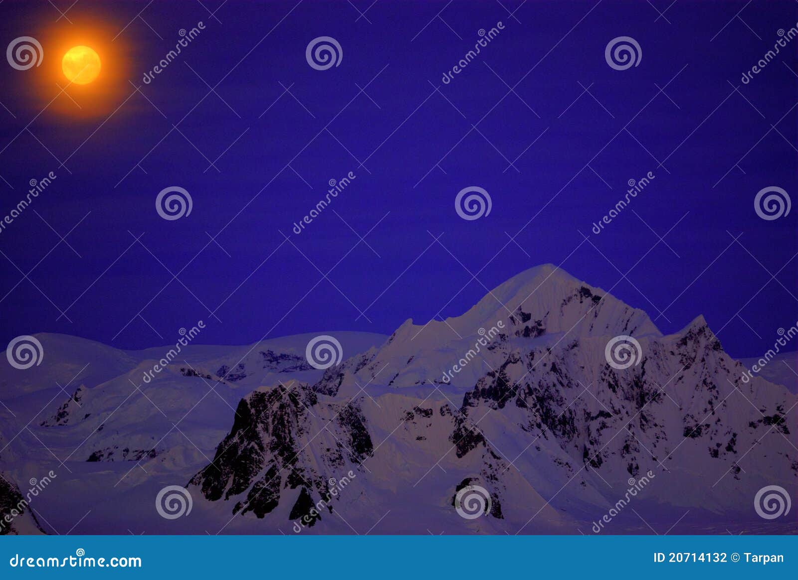 Moon on the Dark Blue Sky of Antarctica Stock Photo - Image of moon ...
