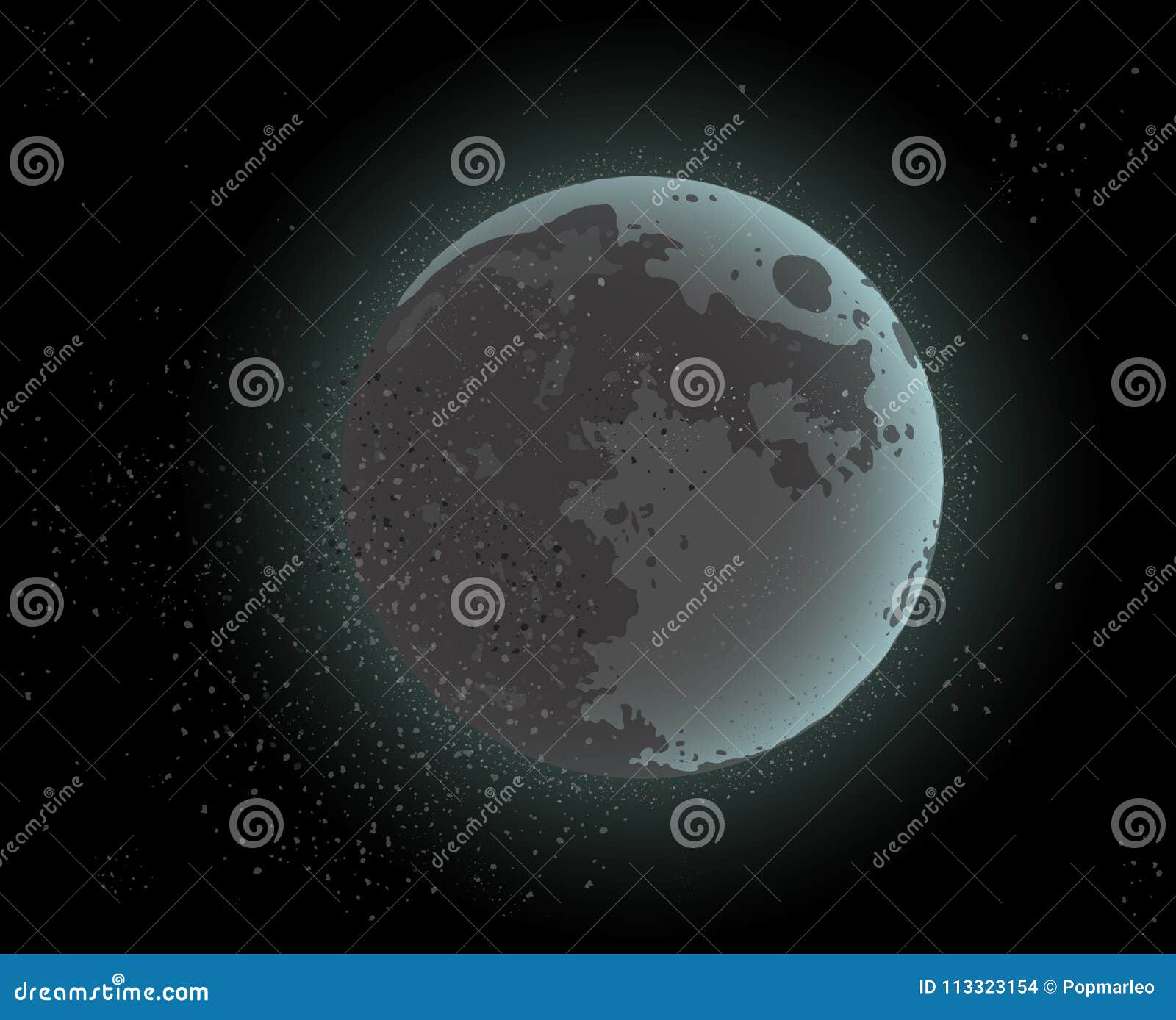 Moon in Dark Cosmos Space stock vector. Illustration of vector - 113323154