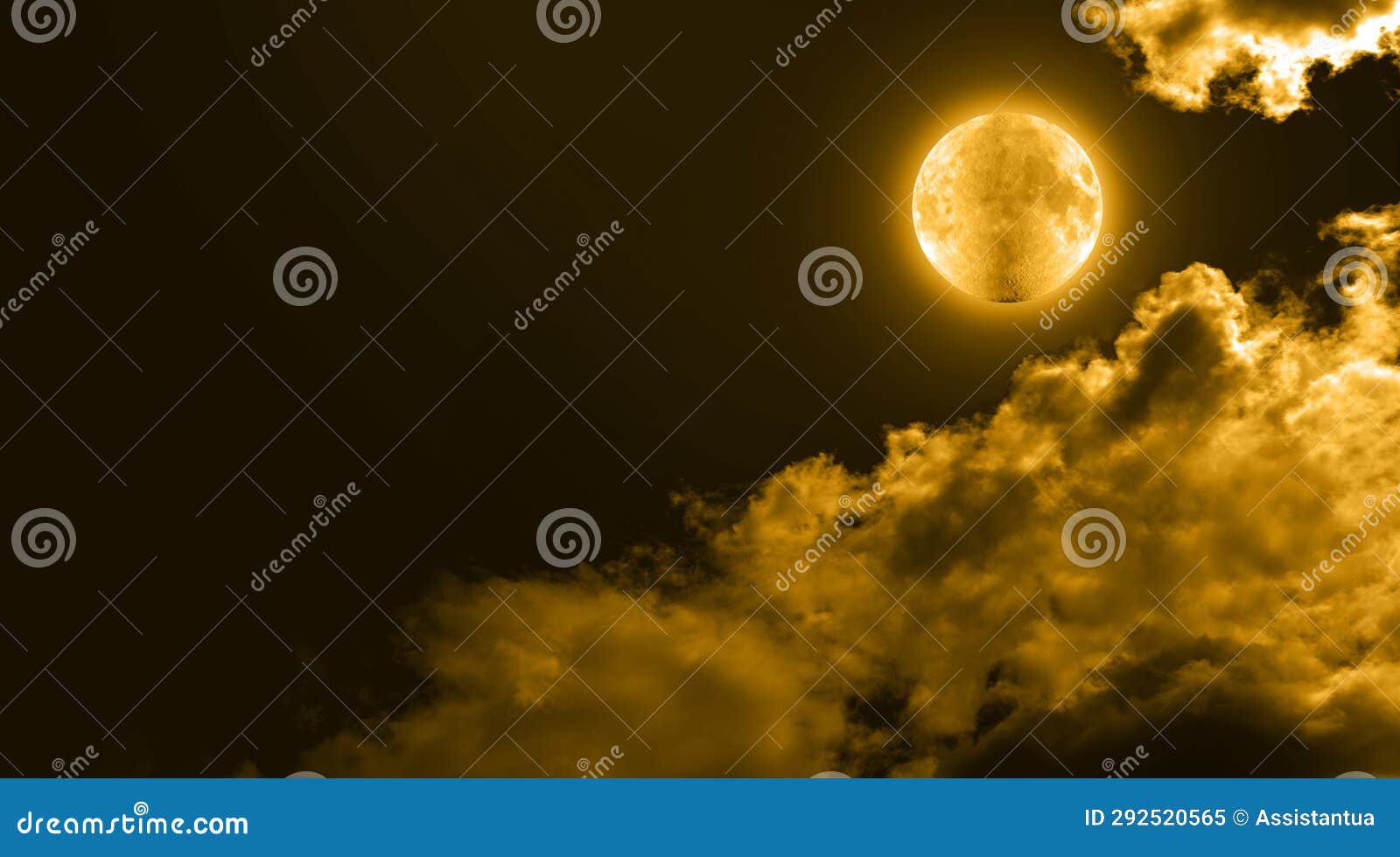 Moon and Dark Orange Sky in the Clouds. Stock Image - Image of ...