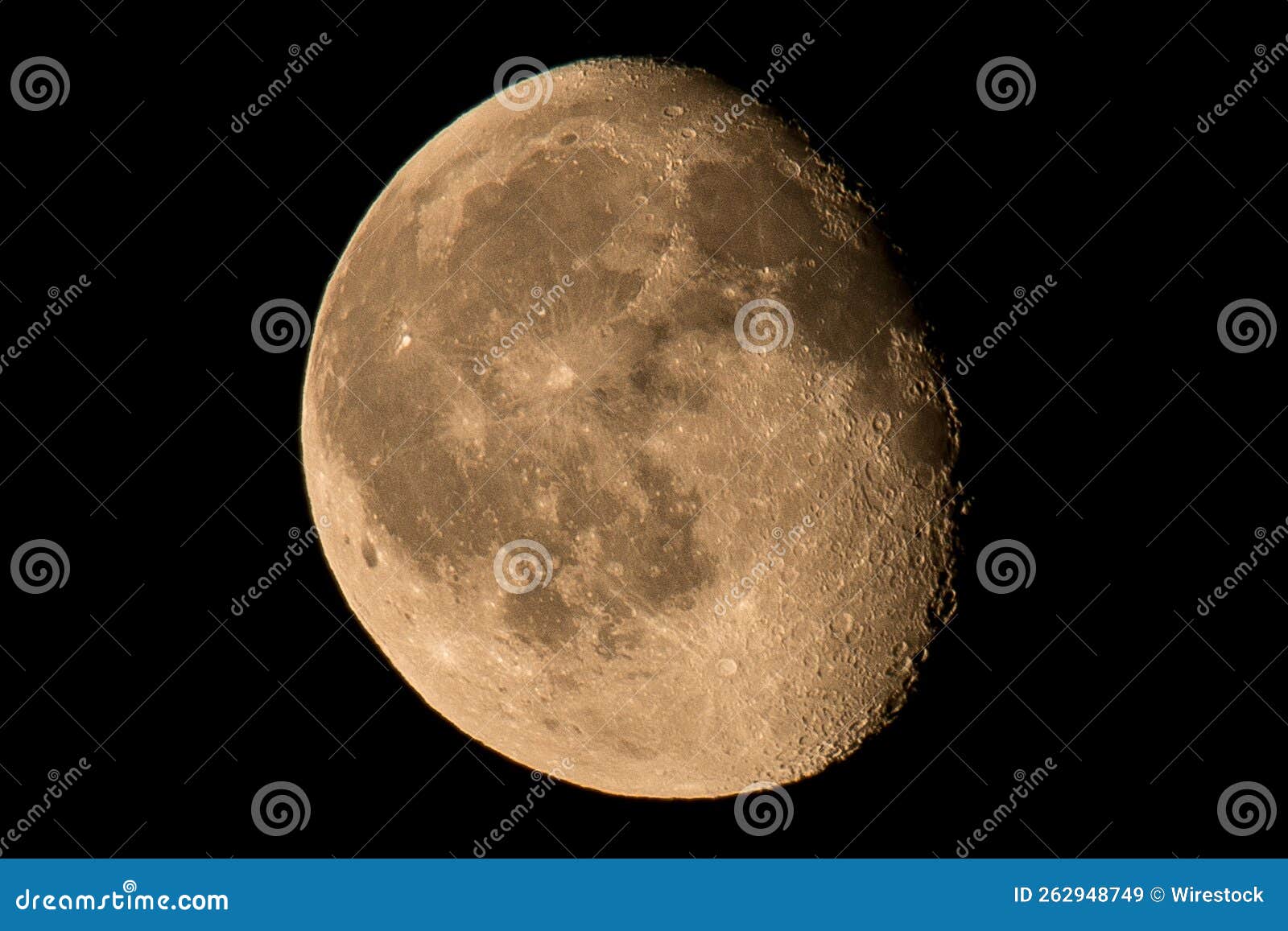 Moon in the Dark Sky. Waning Gibbous Stock Image - Image of brown ...