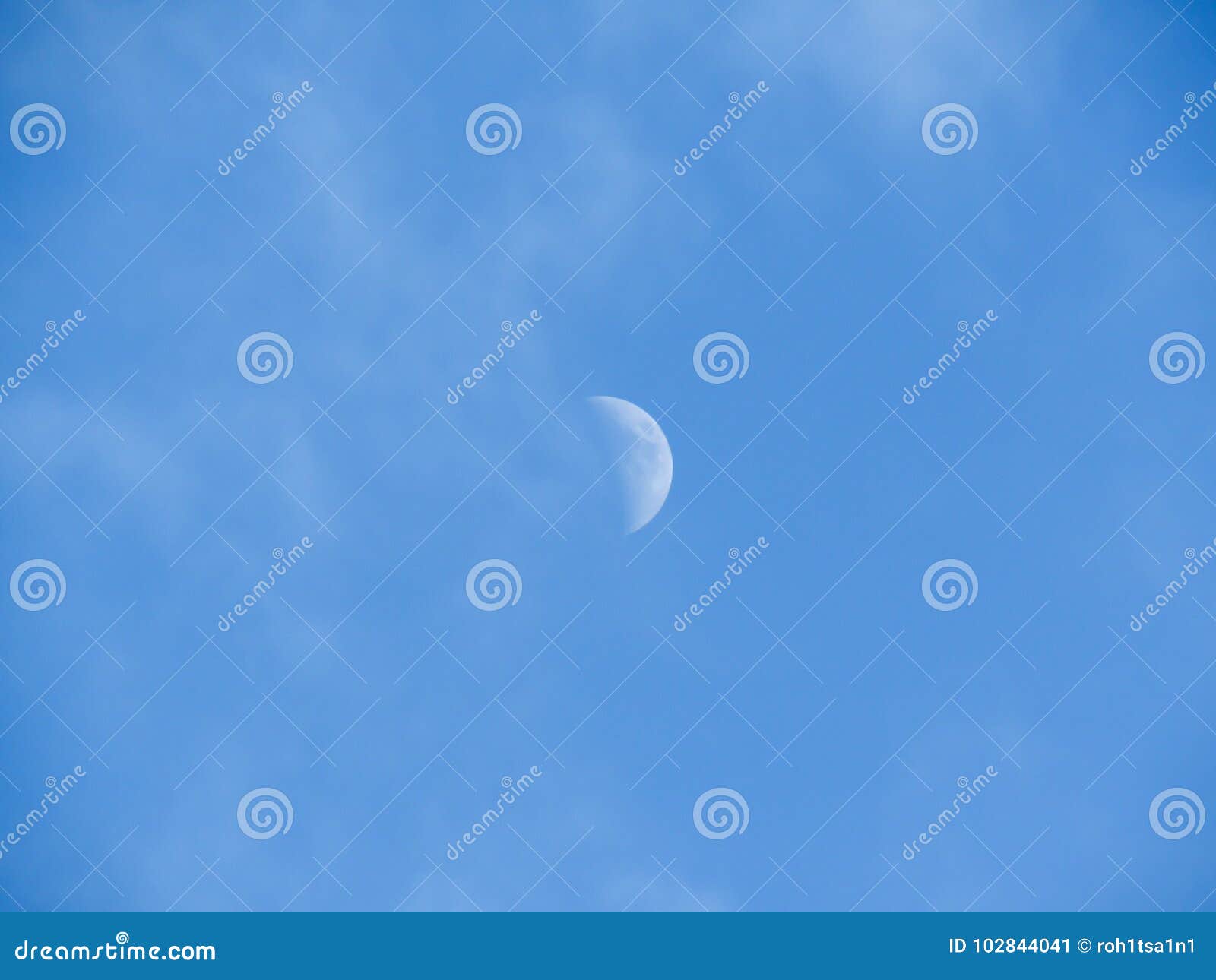 Moon during Day in the Blue Sky between Clouds. Stock Image - Image of ...