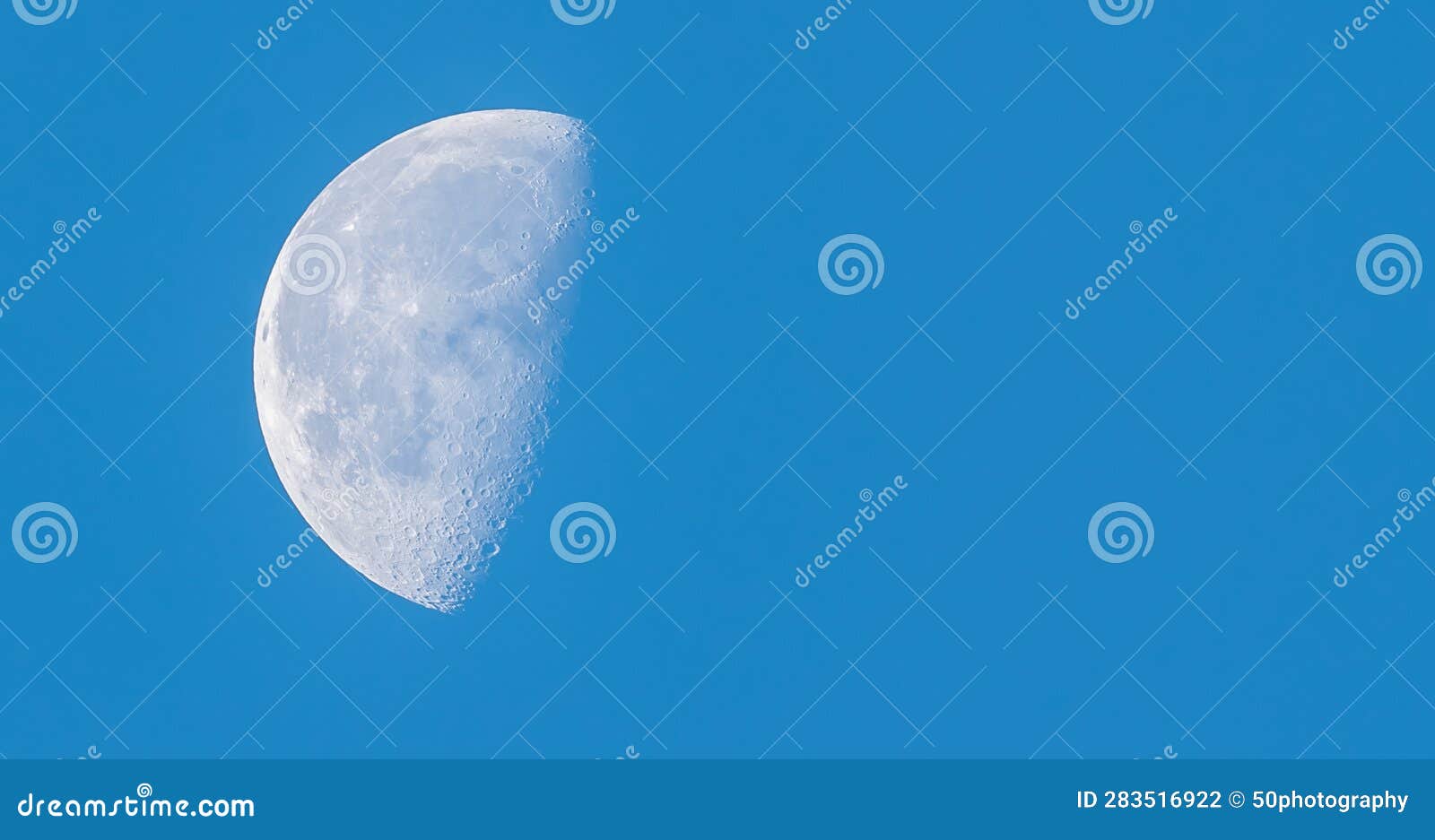 Moon during the Day. Close Up of the Half Moon Stock Photo - Image of ...
