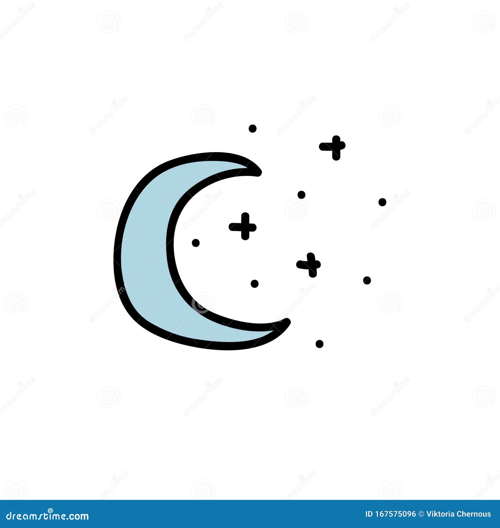 Moon Doodle Icon, Vector Illustration Stock Illustration - Illustration ...
