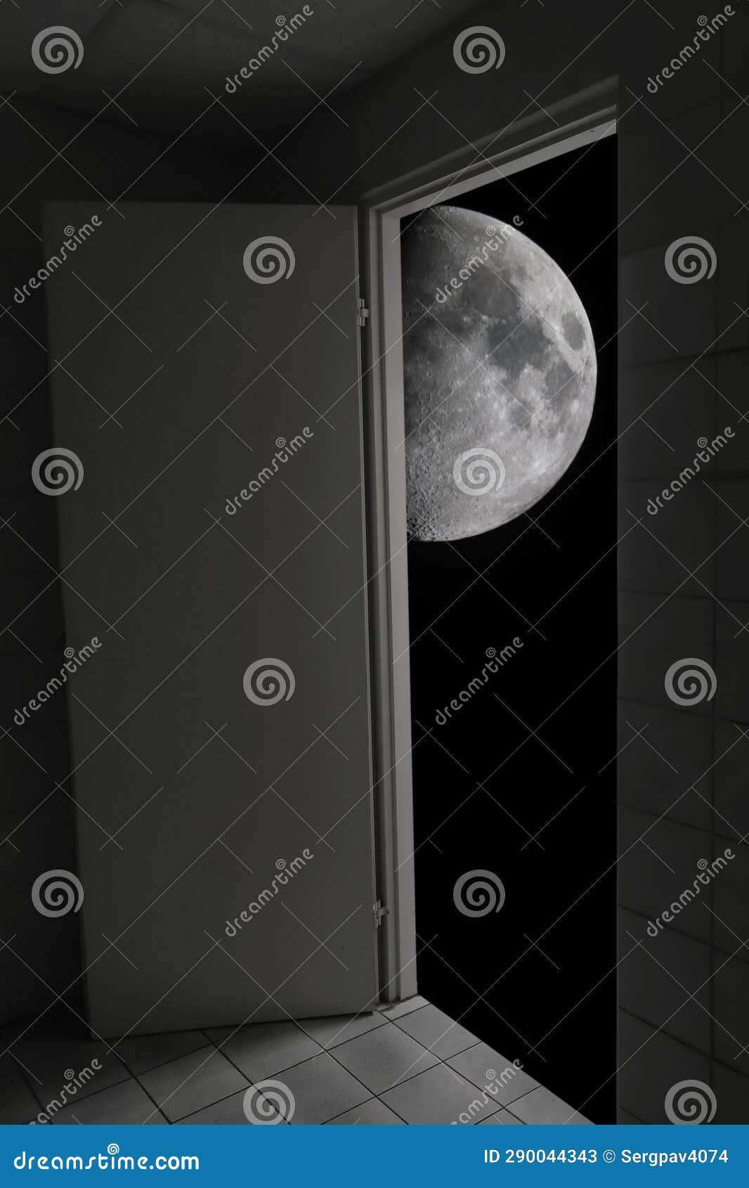 Moon in the doorway stock illustration. Illustration of light - 290044343
