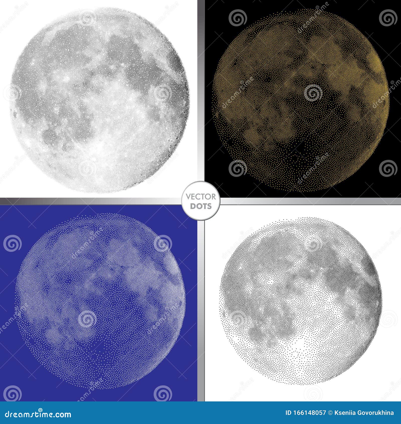 Moon Dotted Vector Illustrations. Stock Vector - Illustration of star ...