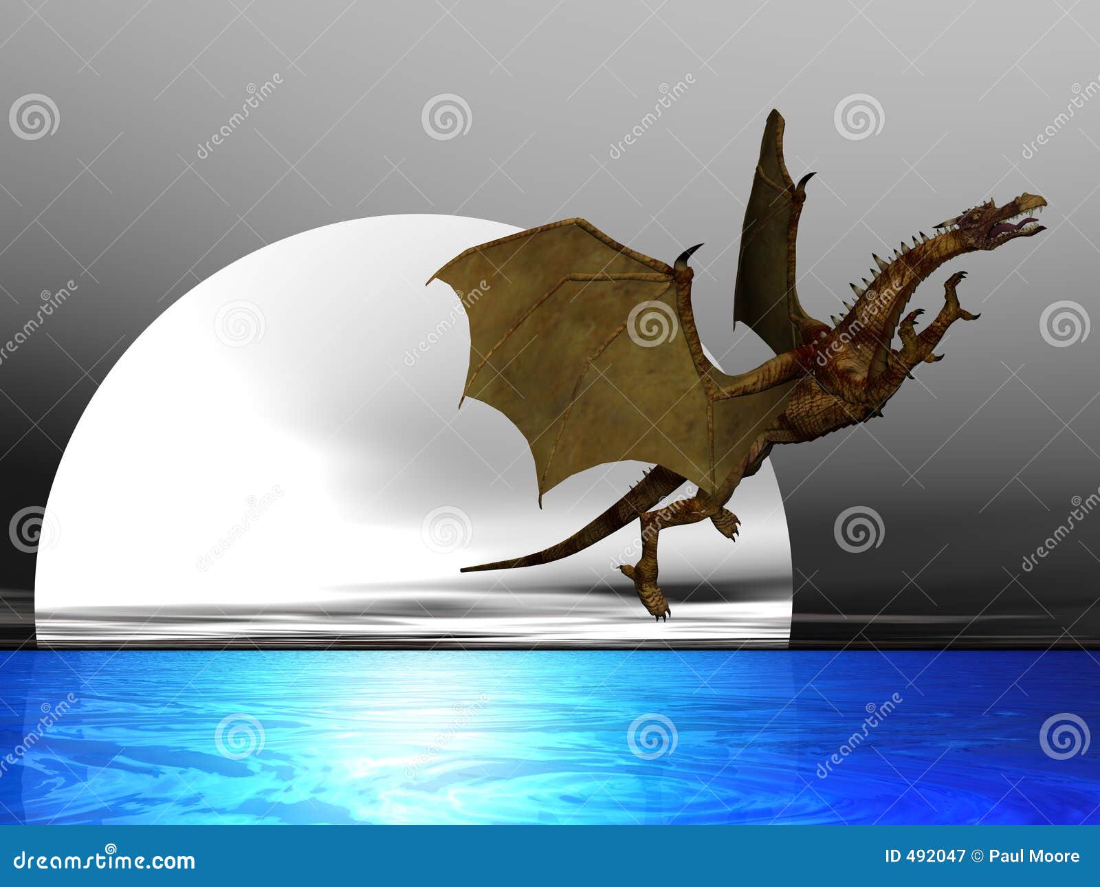 Moon Dragon stock illustration. Illustration of fantasy - 492047