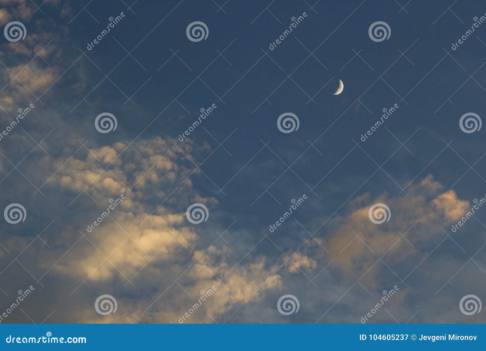 Moon on Dramatic Sunset Sky with Clouds Stock Image - Image of sunrise ...