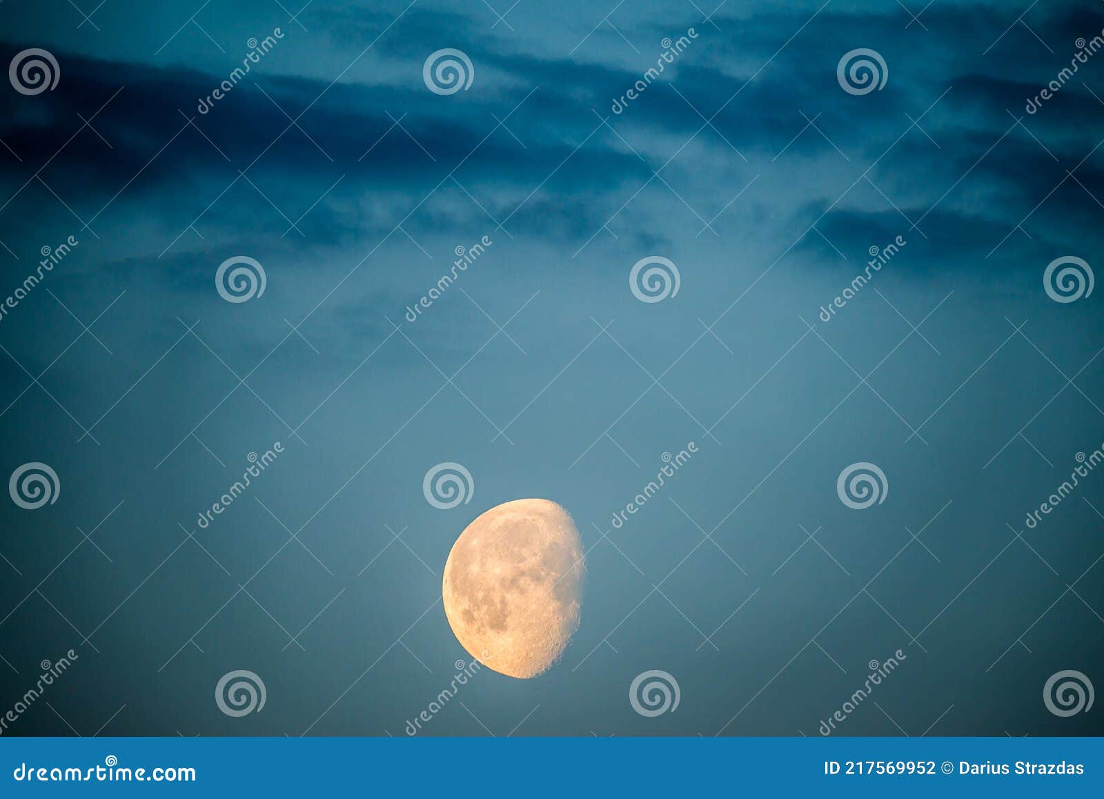 Moon in dusk sky stock photo. Image of phases, look - 217569952
