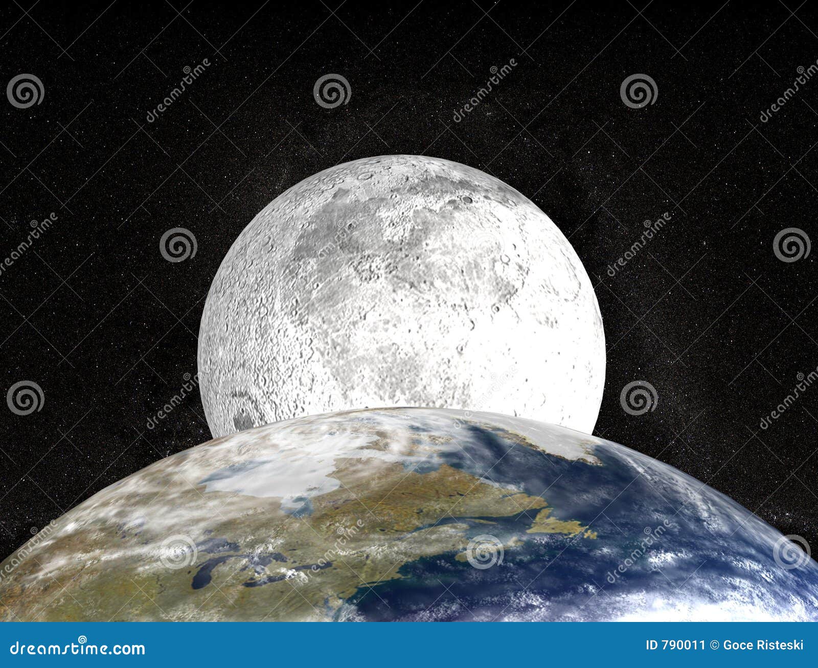 Moon and earth stock illustration. Illustration of solar - 790011